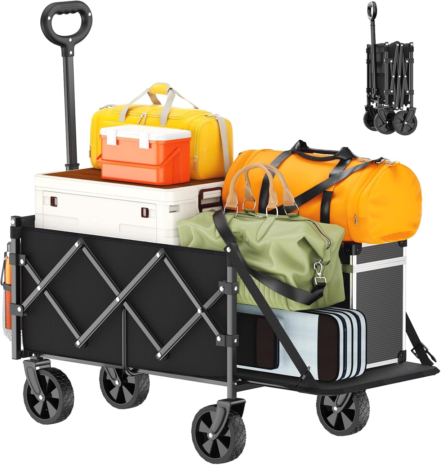 Foldable Wagon with Extended Tailgate: Collapsible Large Capacity ...
