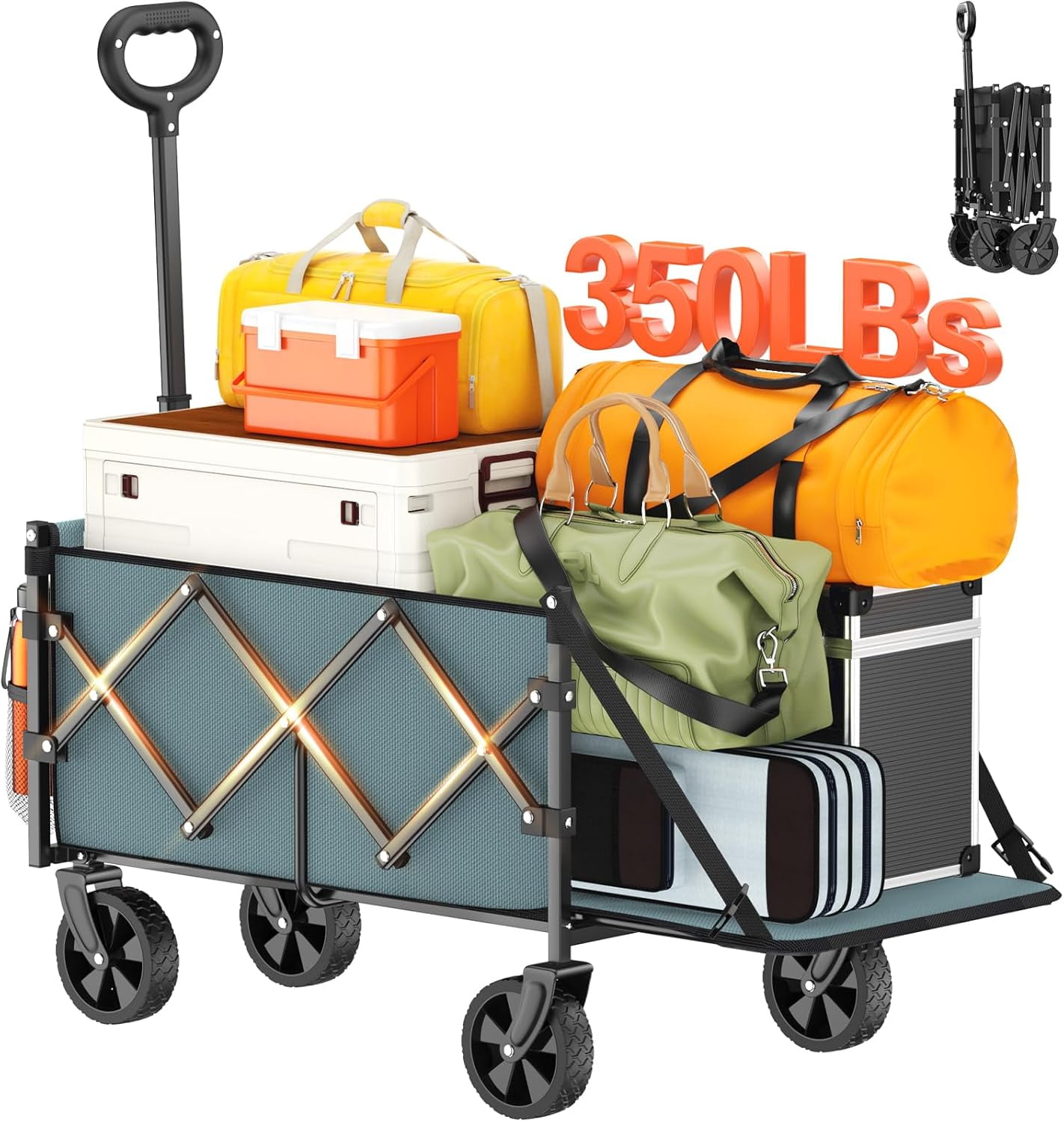 Foldable Wagon with Extended Tailgate: Collapsible Large Capacity ...