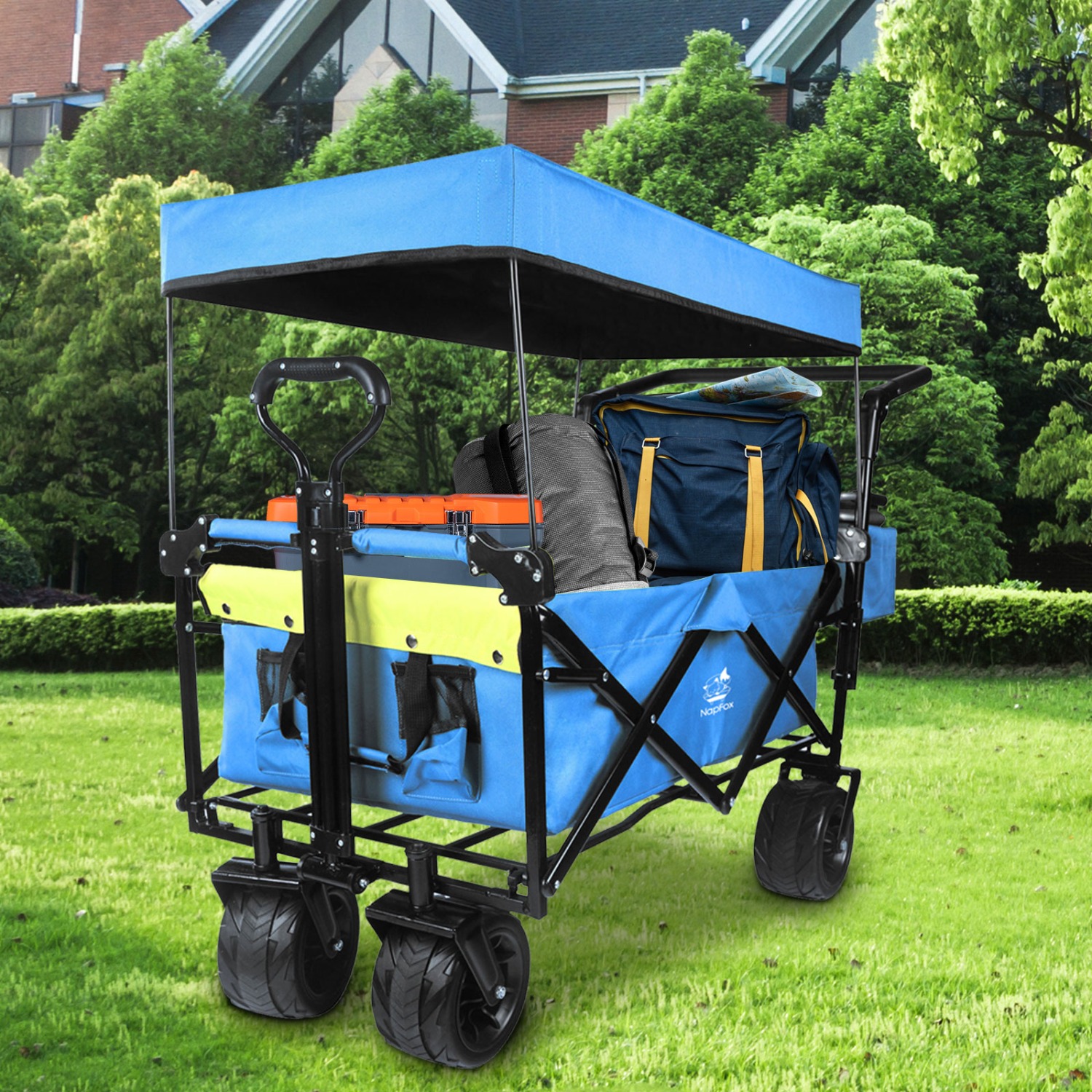 Foldable Wagon with Removable Canopy & Cooler Bag - Heavy Duty ...