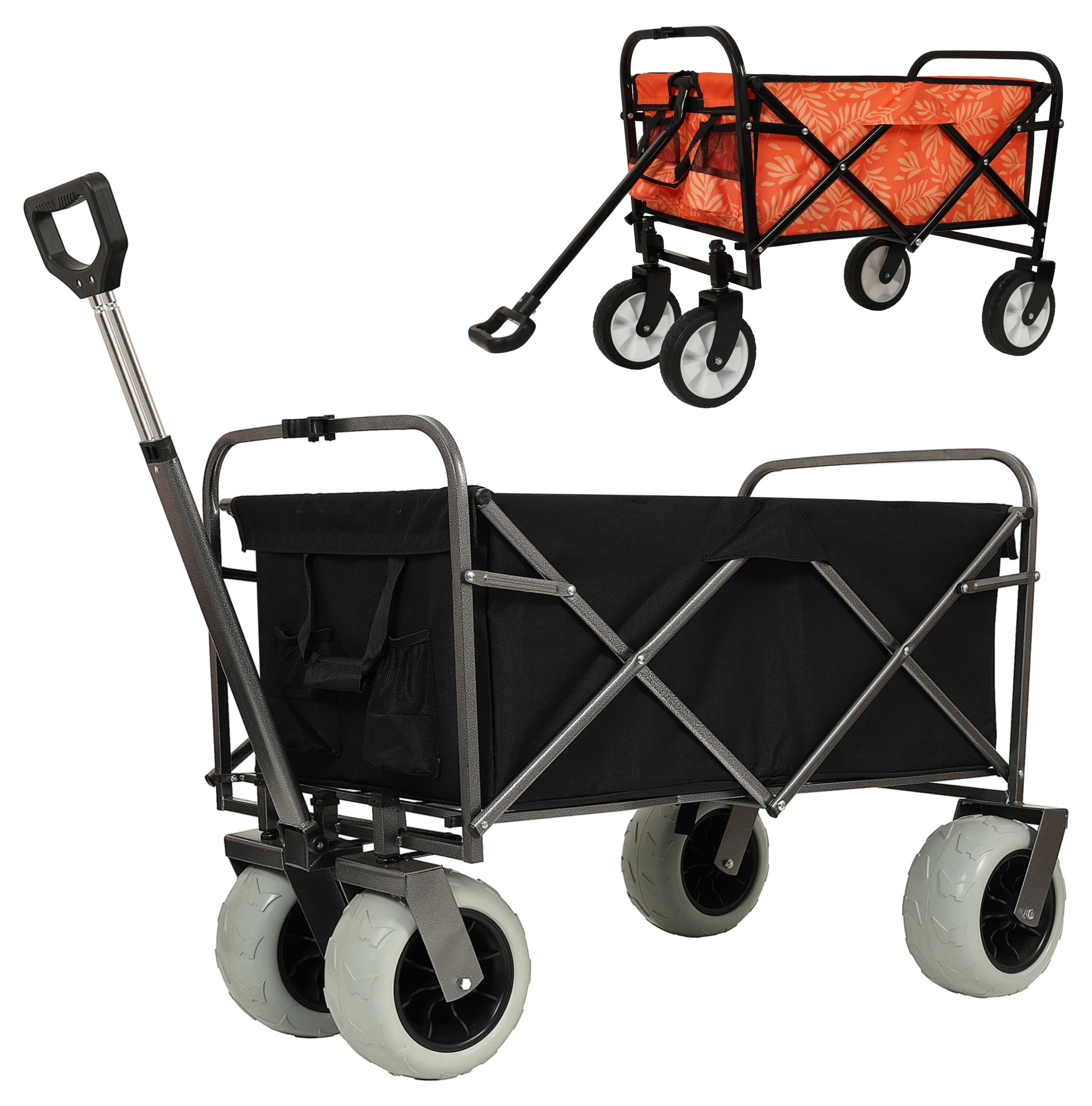 Foldable Wagon Set - Heavy Duty 500lb Beach Wagon & Compact 225lb ...