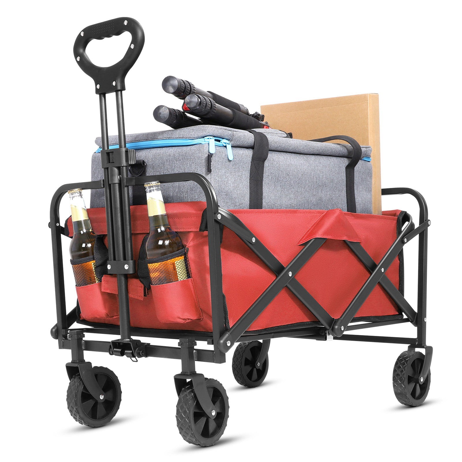 Foldable Wagon with 5 Inch Wheels Oxford Cloth Utility Grocery Folding ...