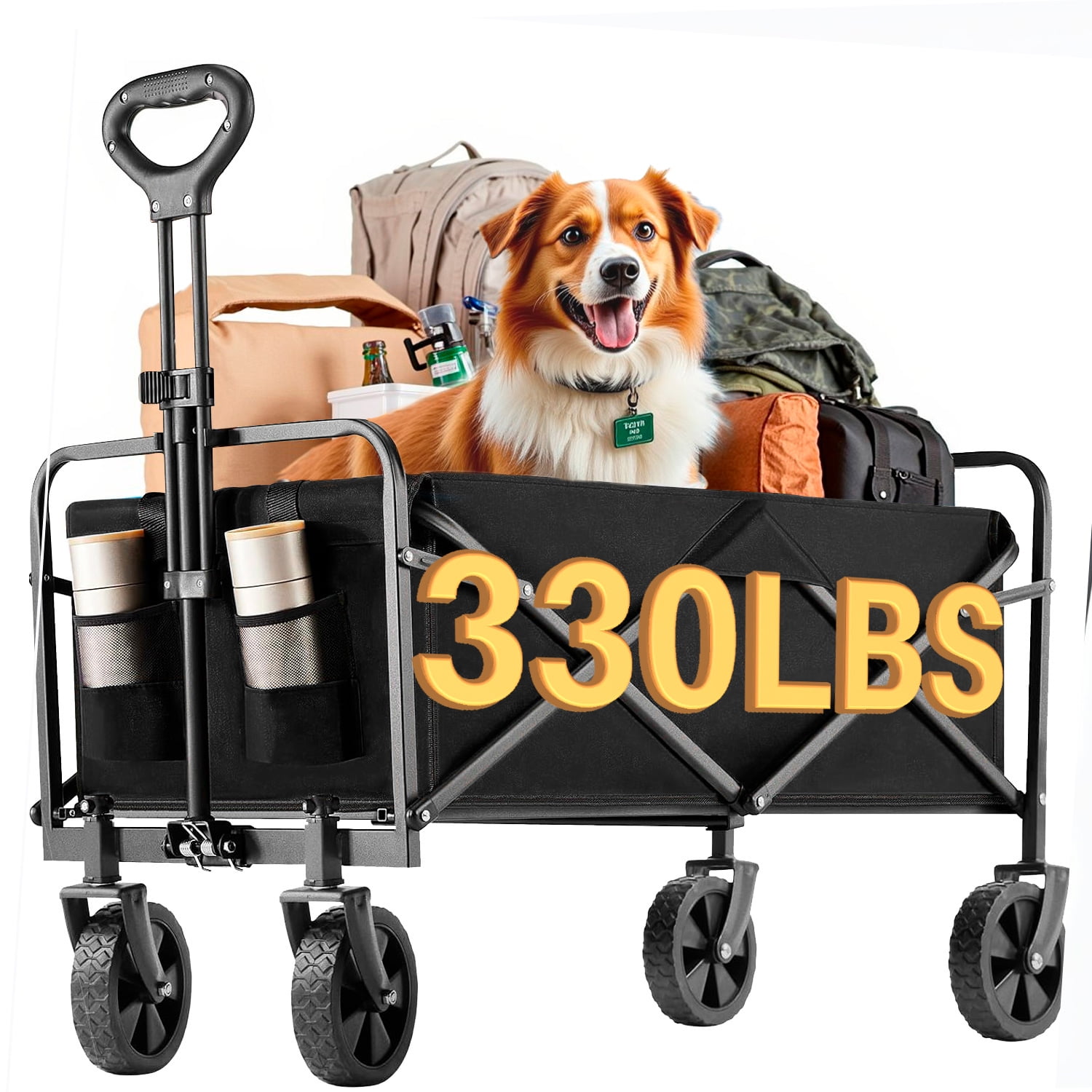 Foldable Wagons Carts with All-Terrain Wheels, Portable Shopping Wagon ...