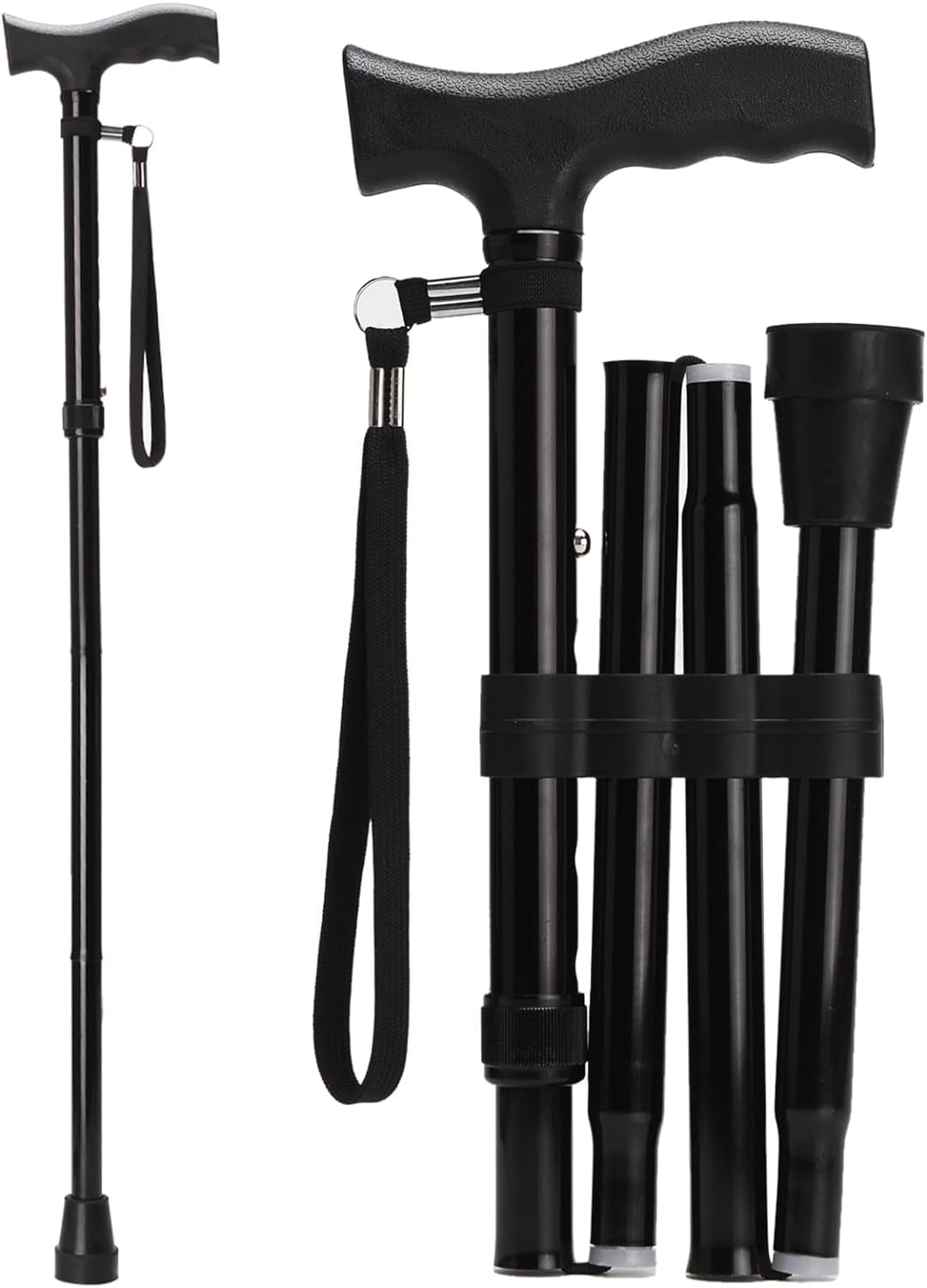 Foldable Walking Cane with 5-Level Adjustable Height?Collapsible Cane ...
