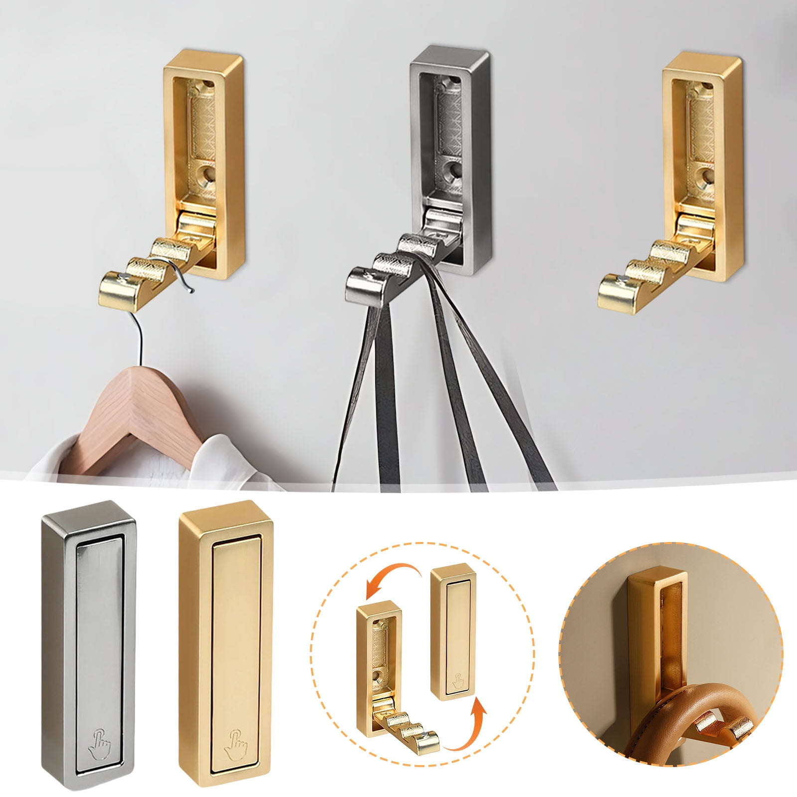 Foldable Wall Hooks, Zincs Alloy Retractable Wall Hooks,Heavy Duty Wall ...