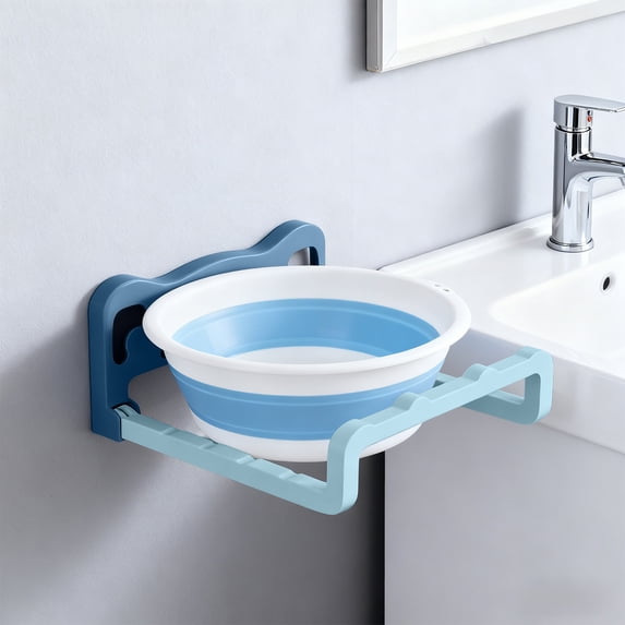 Foldable Wall Mounted Basin Holder | No Drill Space Saving Storage Rack ...