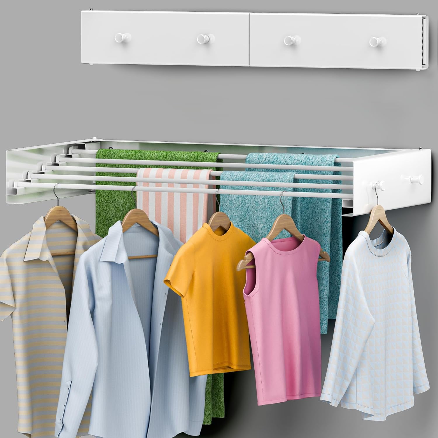 Foldable Wall Mounted Drying Rack 28 inch - Easy to Install Hanging ...