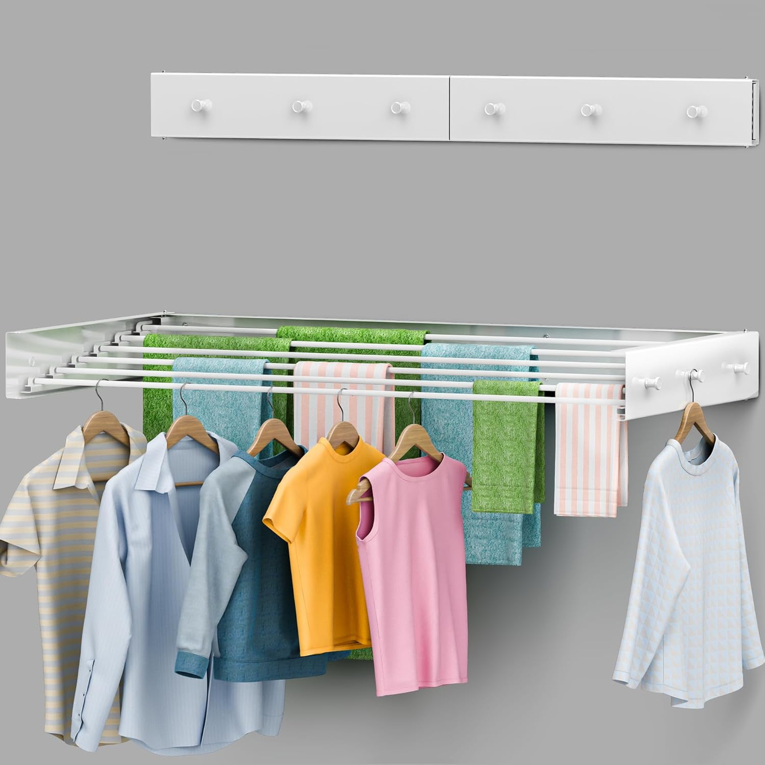 Foldable Wall Mounted Drying Rack 40 inch - Easy to Install Hanging ...