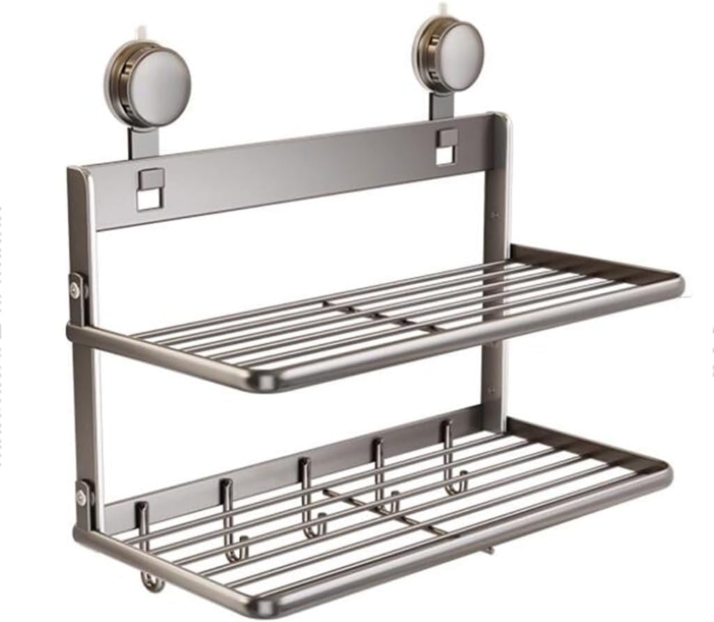 Foldable Wall Mounted Metal Storage Shelves 2-tier Carbon Steel ...