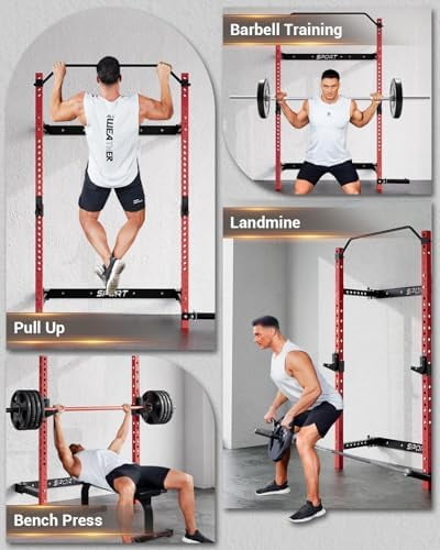 Foldable Wall-Mounted Squat Rack – 1000LBS Capacity Power Rack with ...