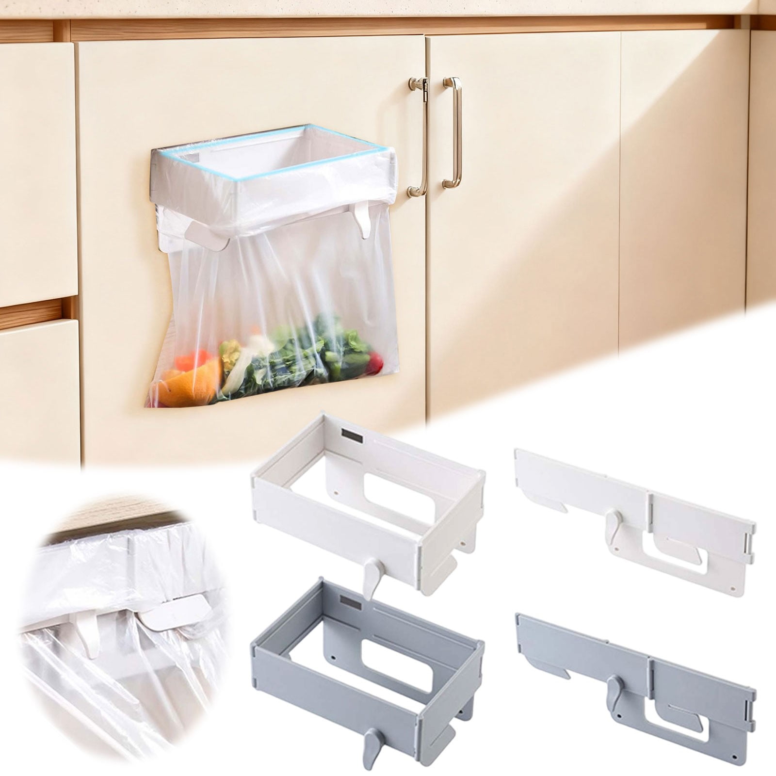 Foldable Wall Mounted Trash Holder - No Drilling ABS Plastic Space ...