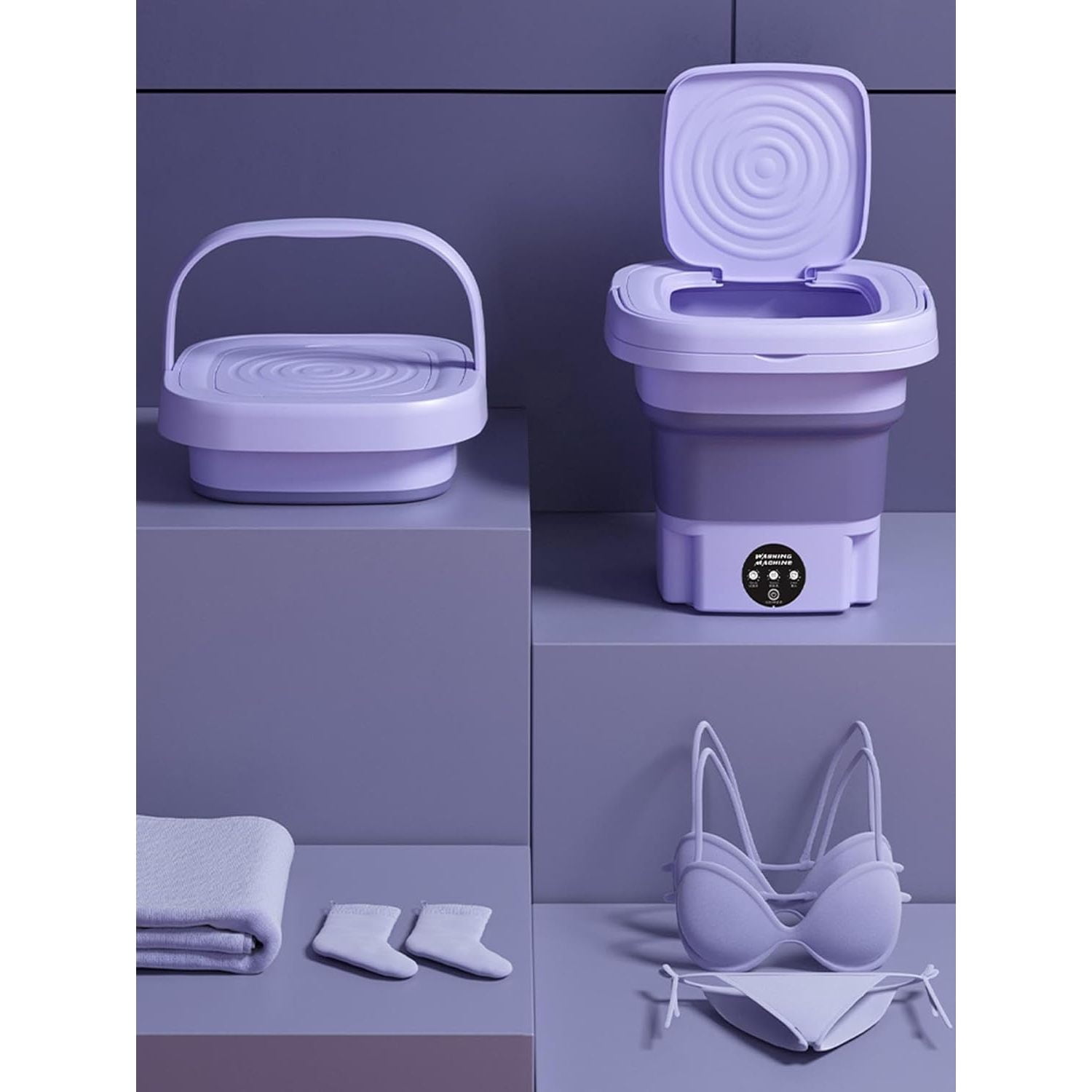 Foldable Washing Machine, 8L High Capacity Mini Washer, with 3 Modes ...