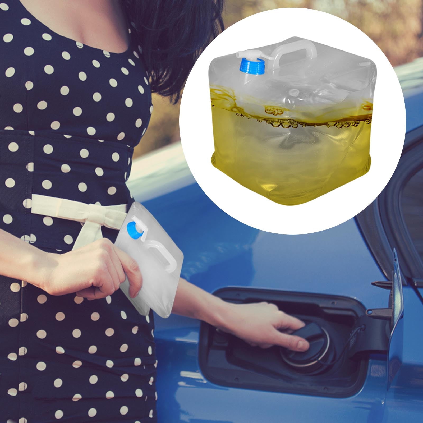 Foldable Water Container with Faucet, 5-Gallon Collapsible Plastic ...