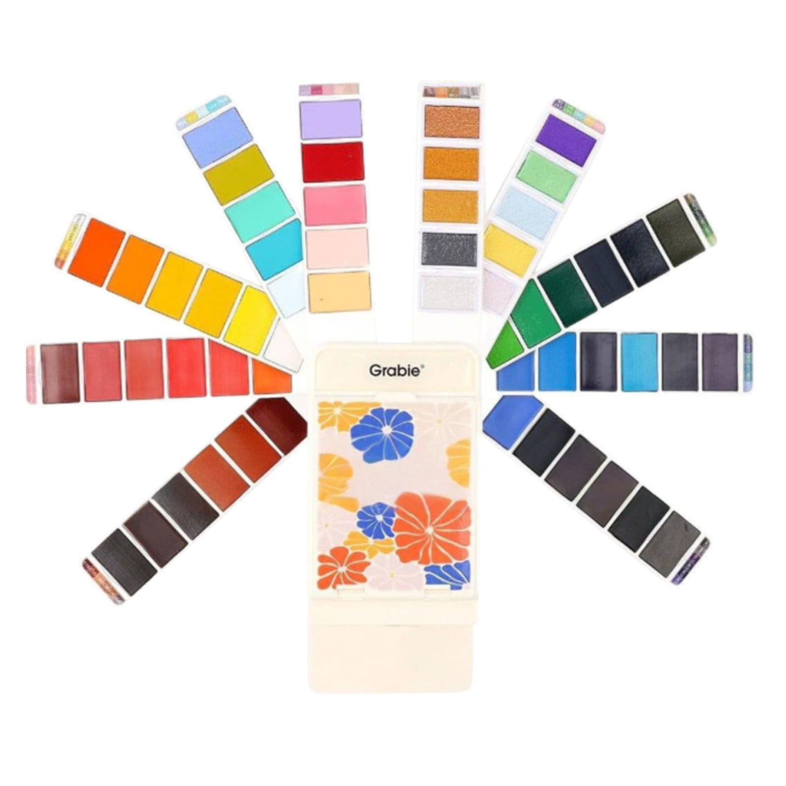 Foldable Watercolor Set Of 56 With Water Brush Pen Portable Pocket ...