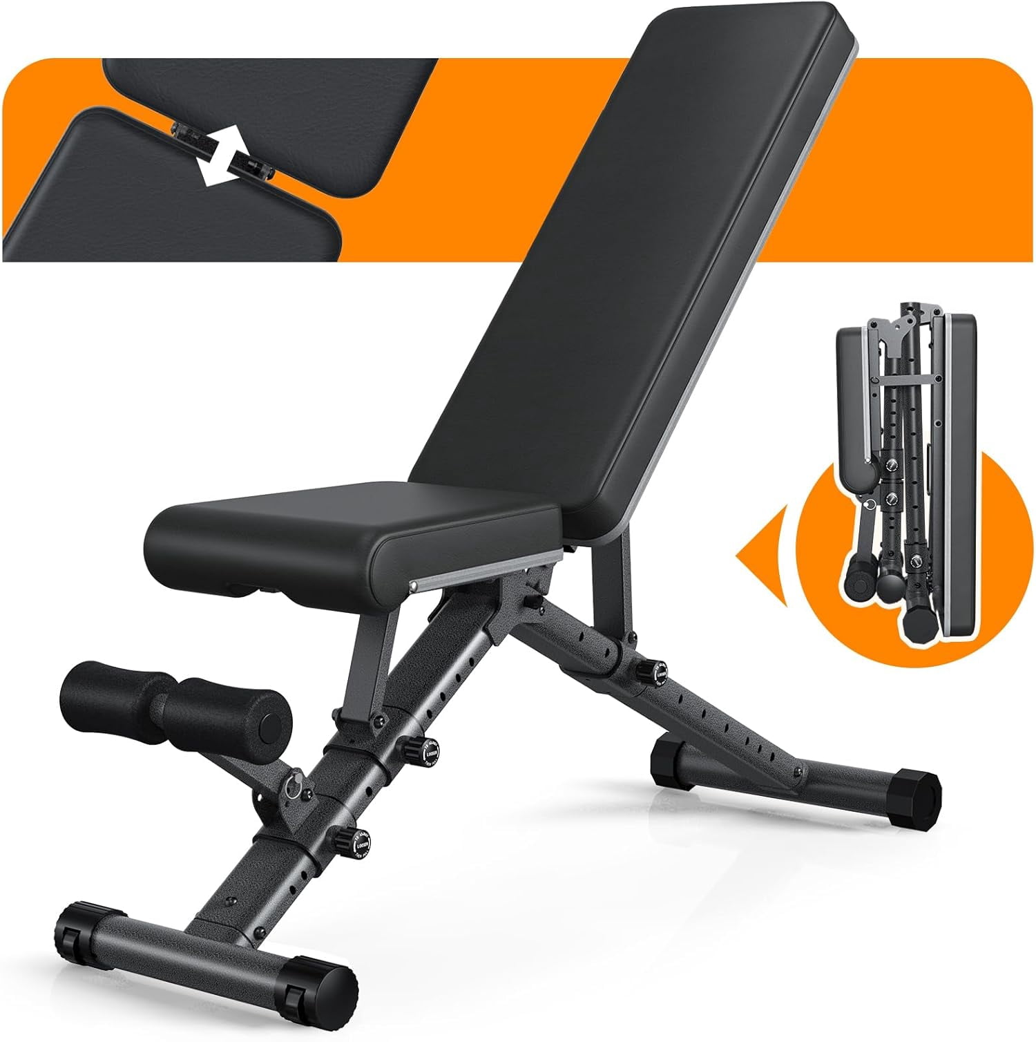 Foldable Weight Bench - Adjustable Bench for Full Workout, Fully ...