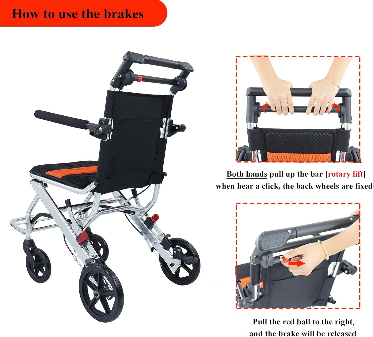 Foldable Wheelchair , Lightweight Folding Wheelchair with handbrake ...