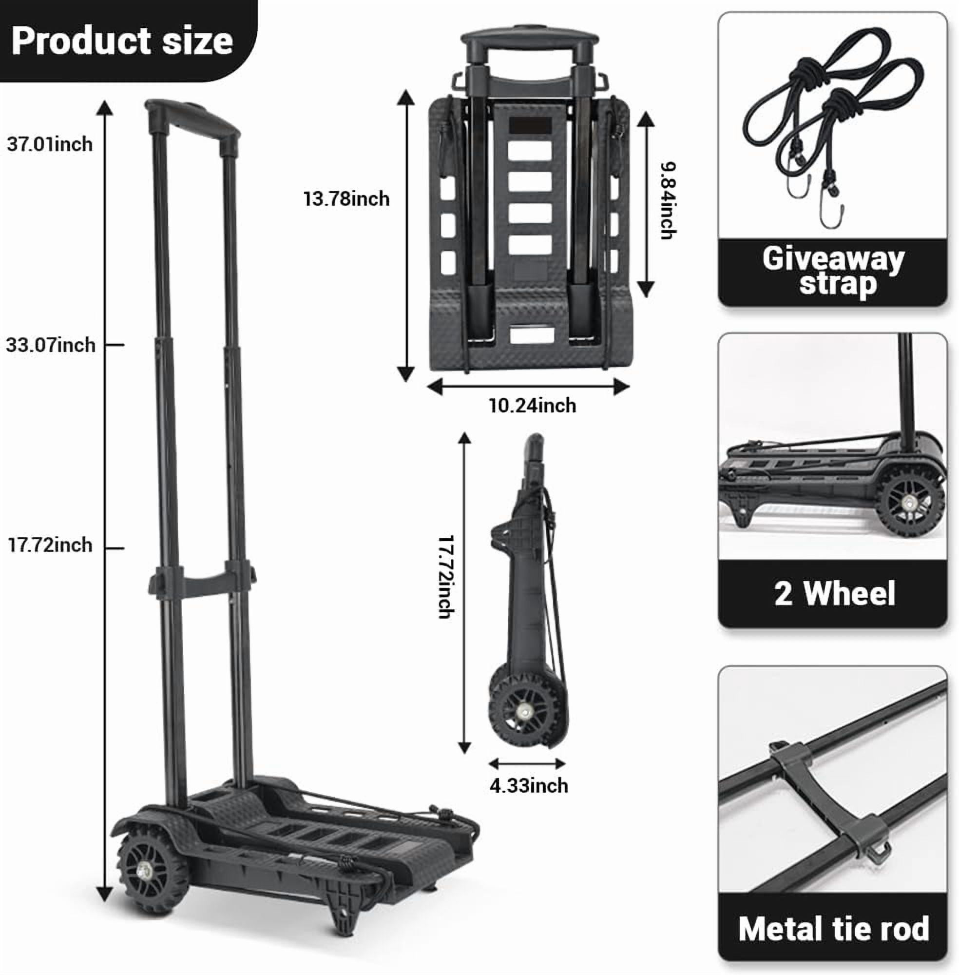Foldable Wheeled Cart - Backpack, Aluminium Alloy Trolley Cart for ...