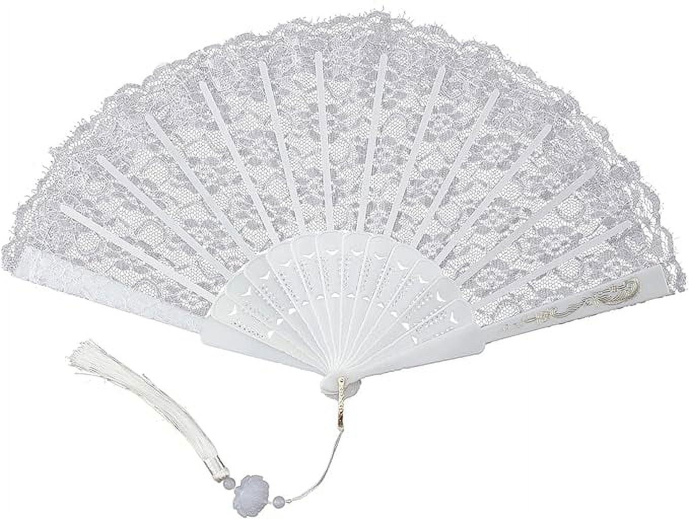Foldable White Lace Fan Handheld Chinese Vintage Style Hand Held ...