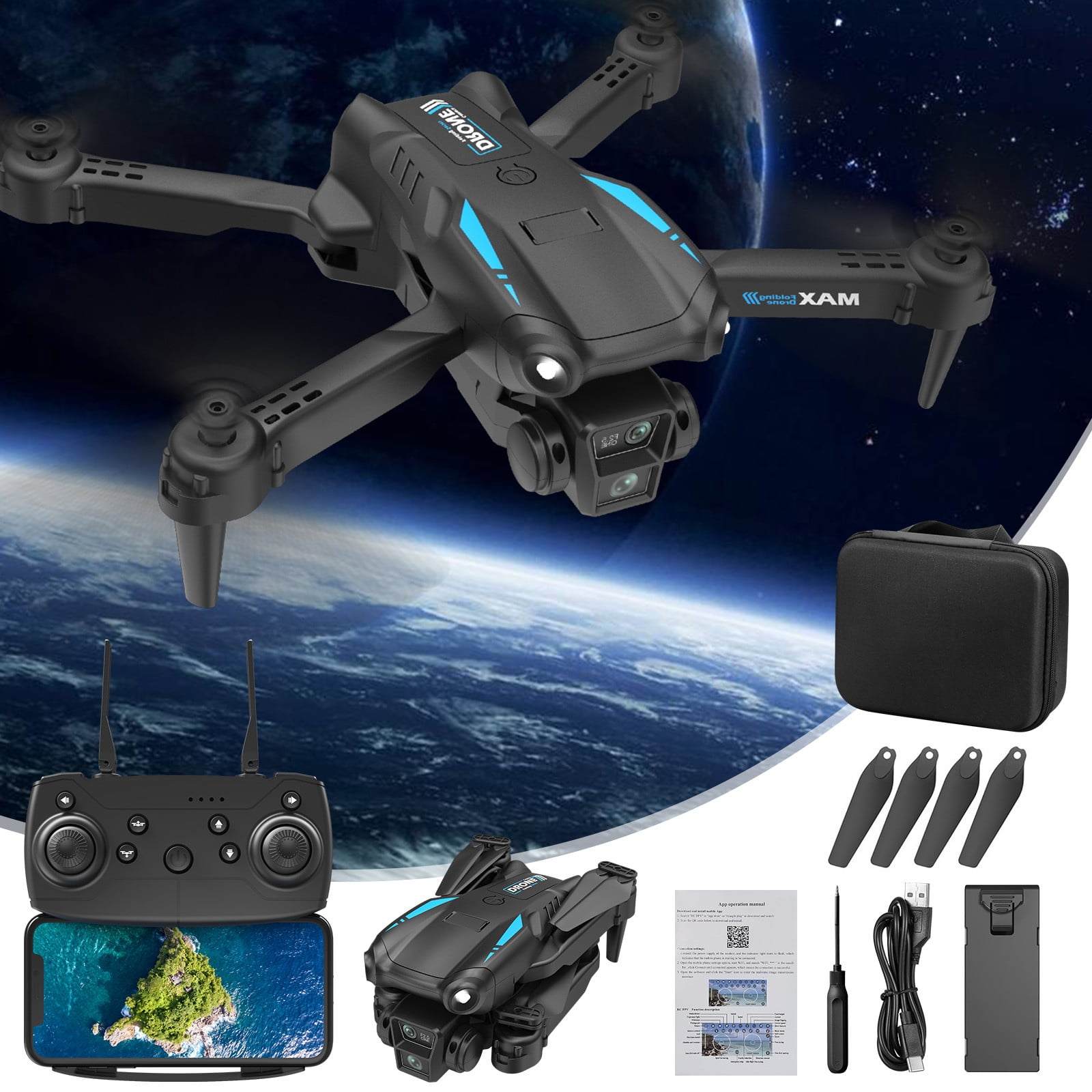 Foldable WiFi Drone w/ 1080P HD Camera - Altitude Hold, Headless Mode ...