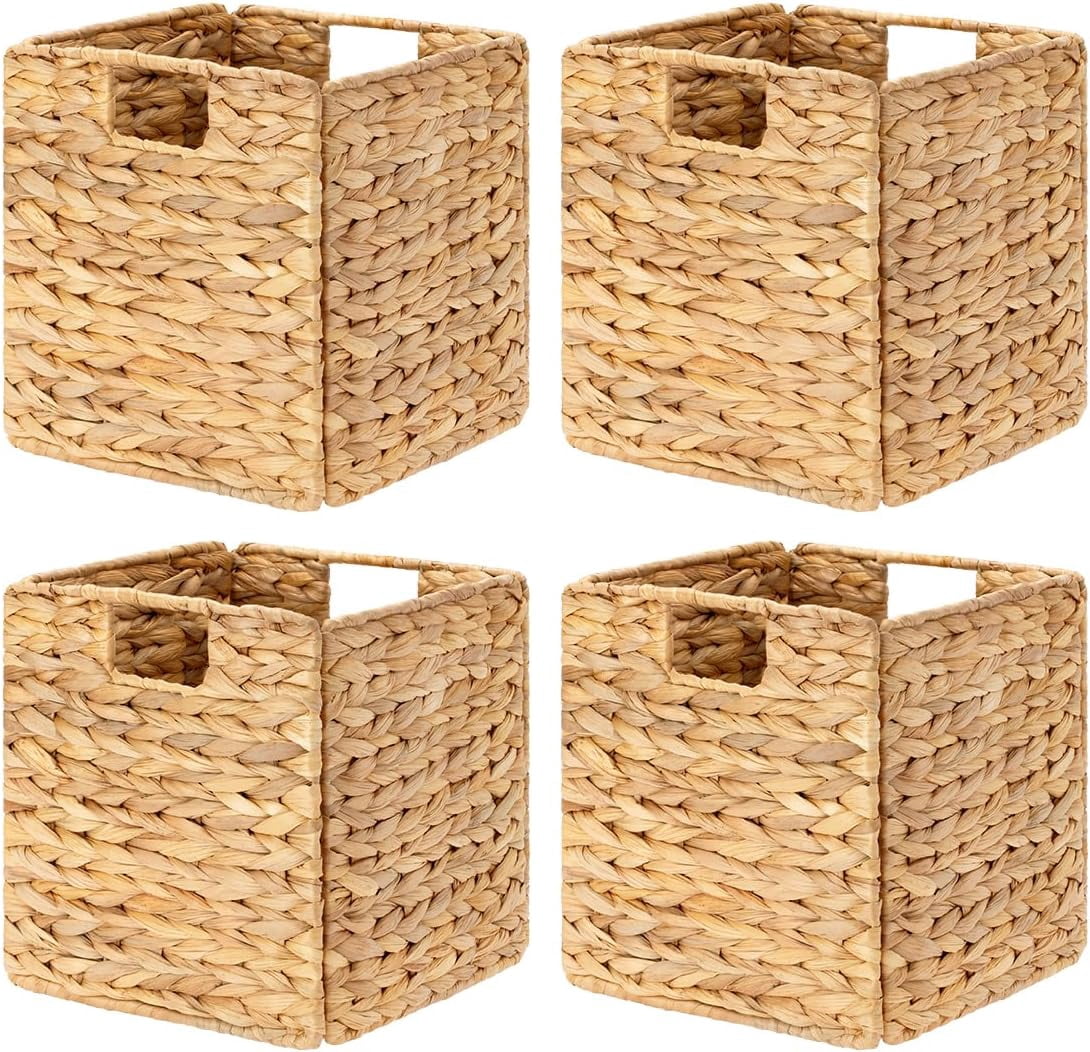 Foldable Wicker Baskets with Removable Liners, Wicker Storage Basket ...