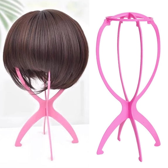 Foldable Wig Stand for Styling and Drying, Portable Plastic Wig Holder ...