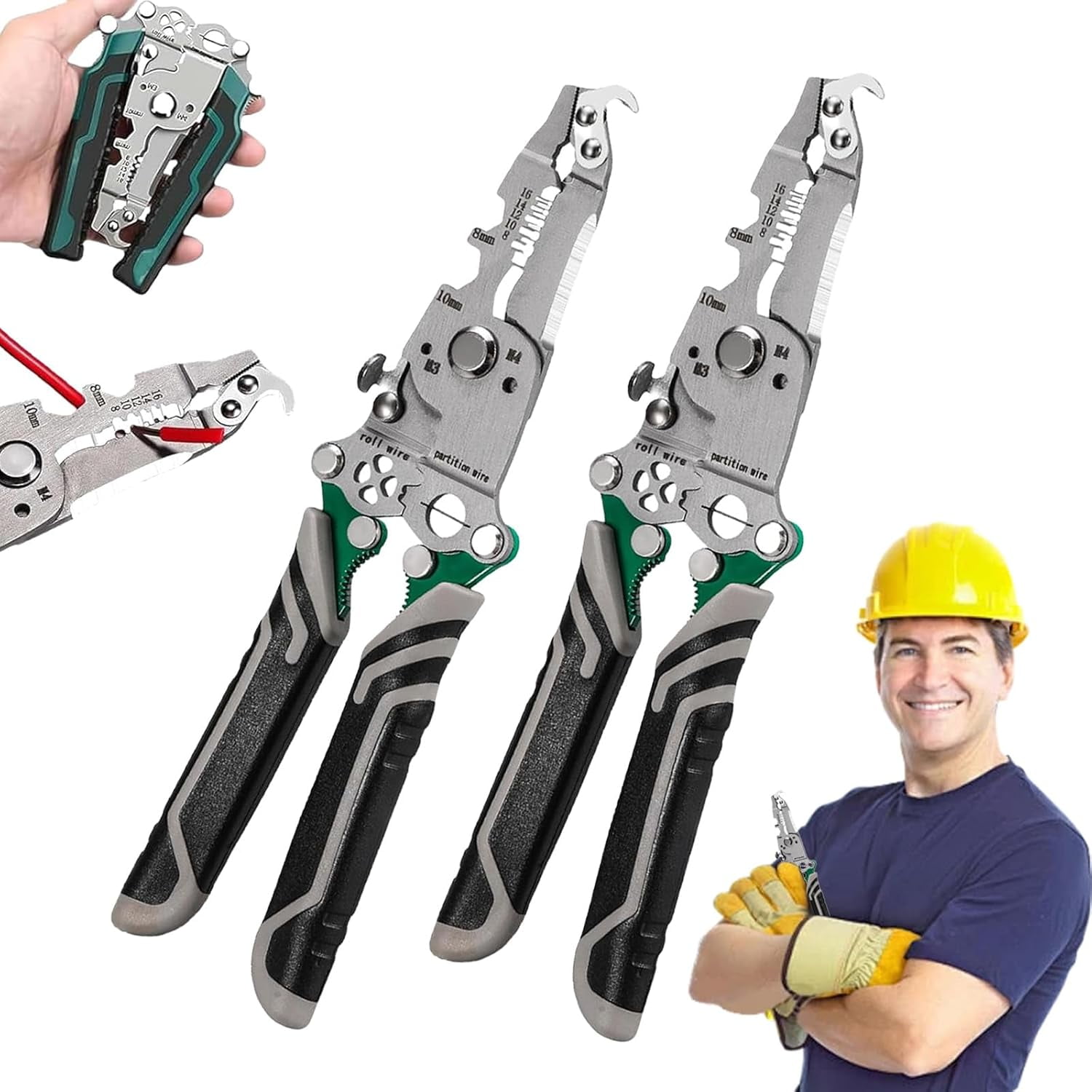 Foldable Wire Stripper, 18 in 1 Wire Strippers Electrical, 2024 ...