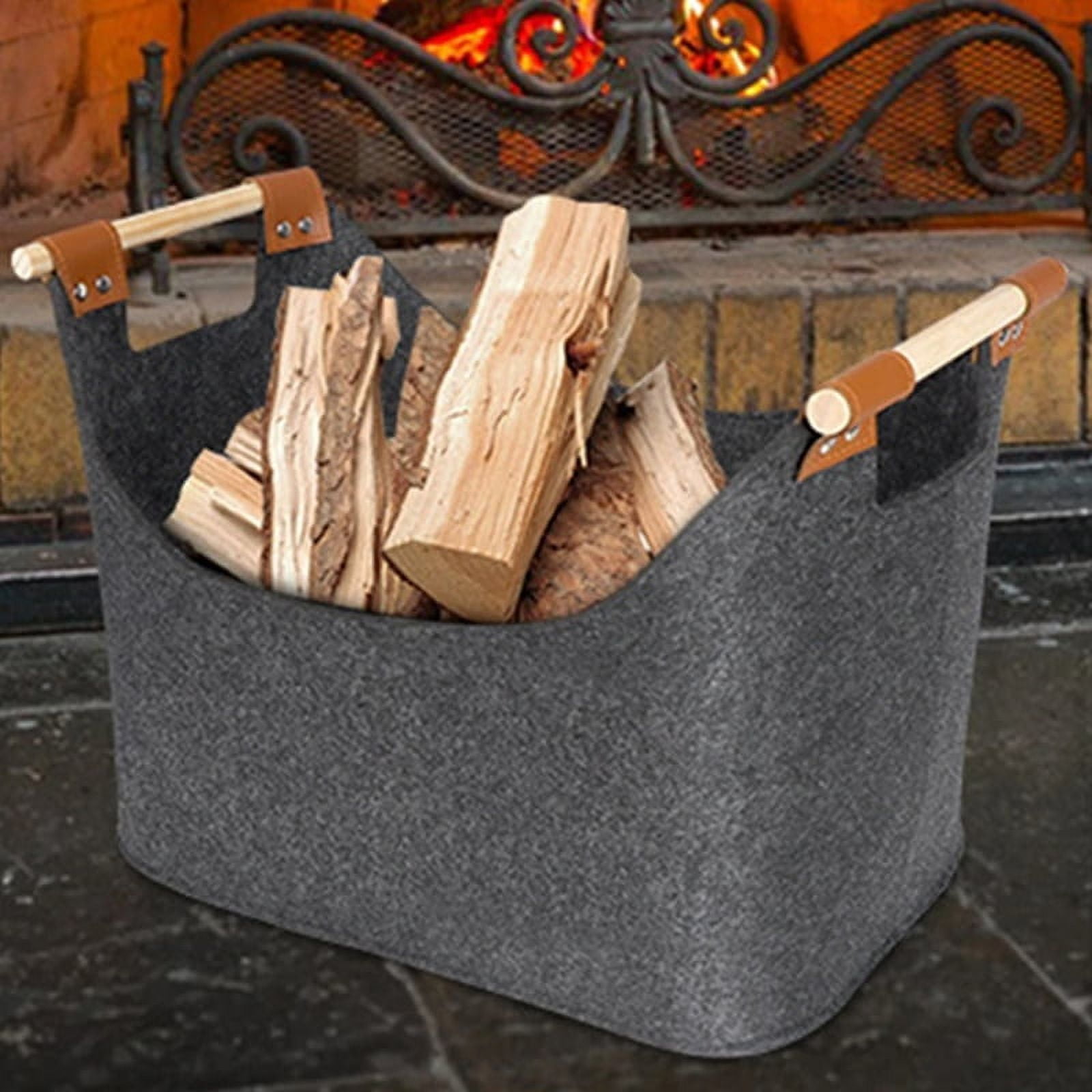 Foldable Wood Basket Large Capacity 57 L Fireside Wood Carrier Holder ...