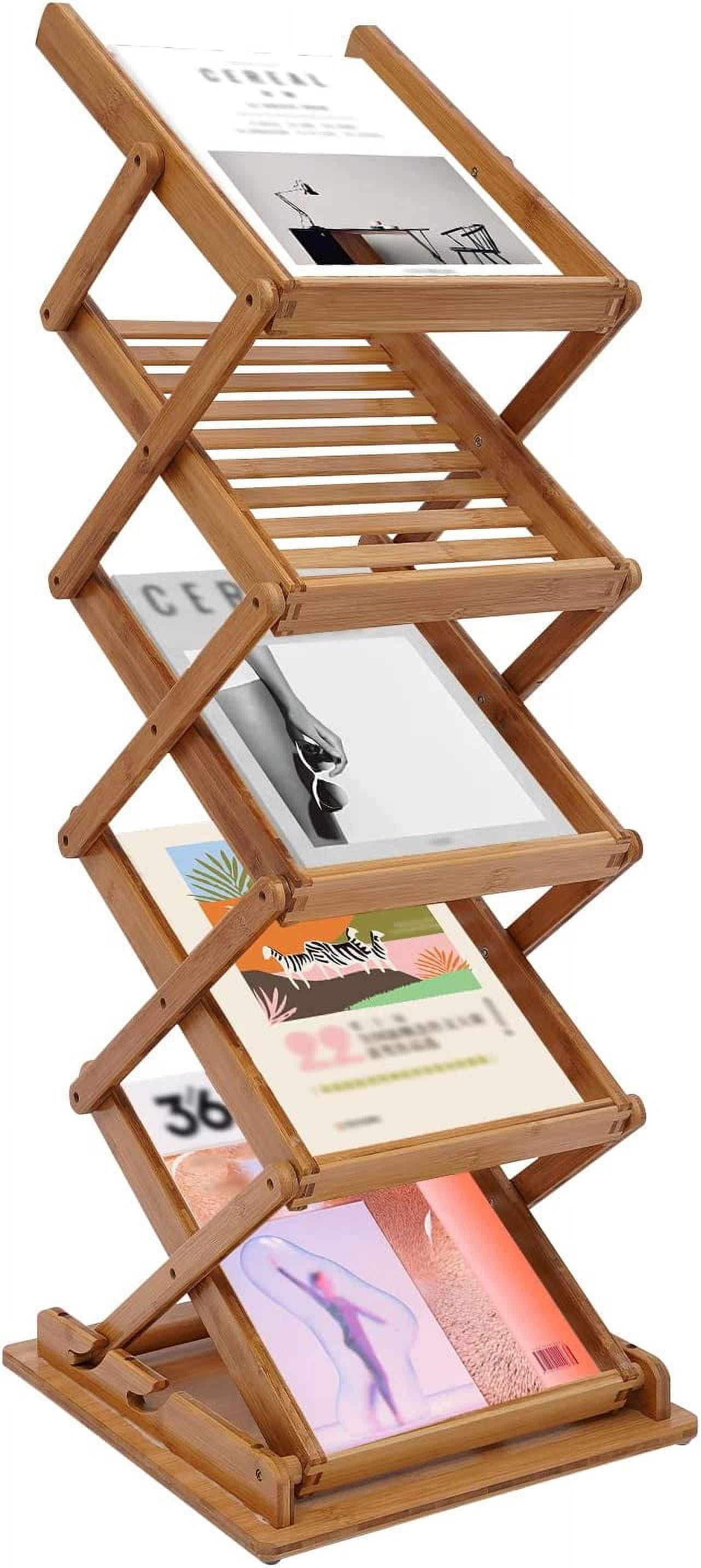 Foldable Wood Literature Rack, Magazine Holder Display Stand, Pop-up ...