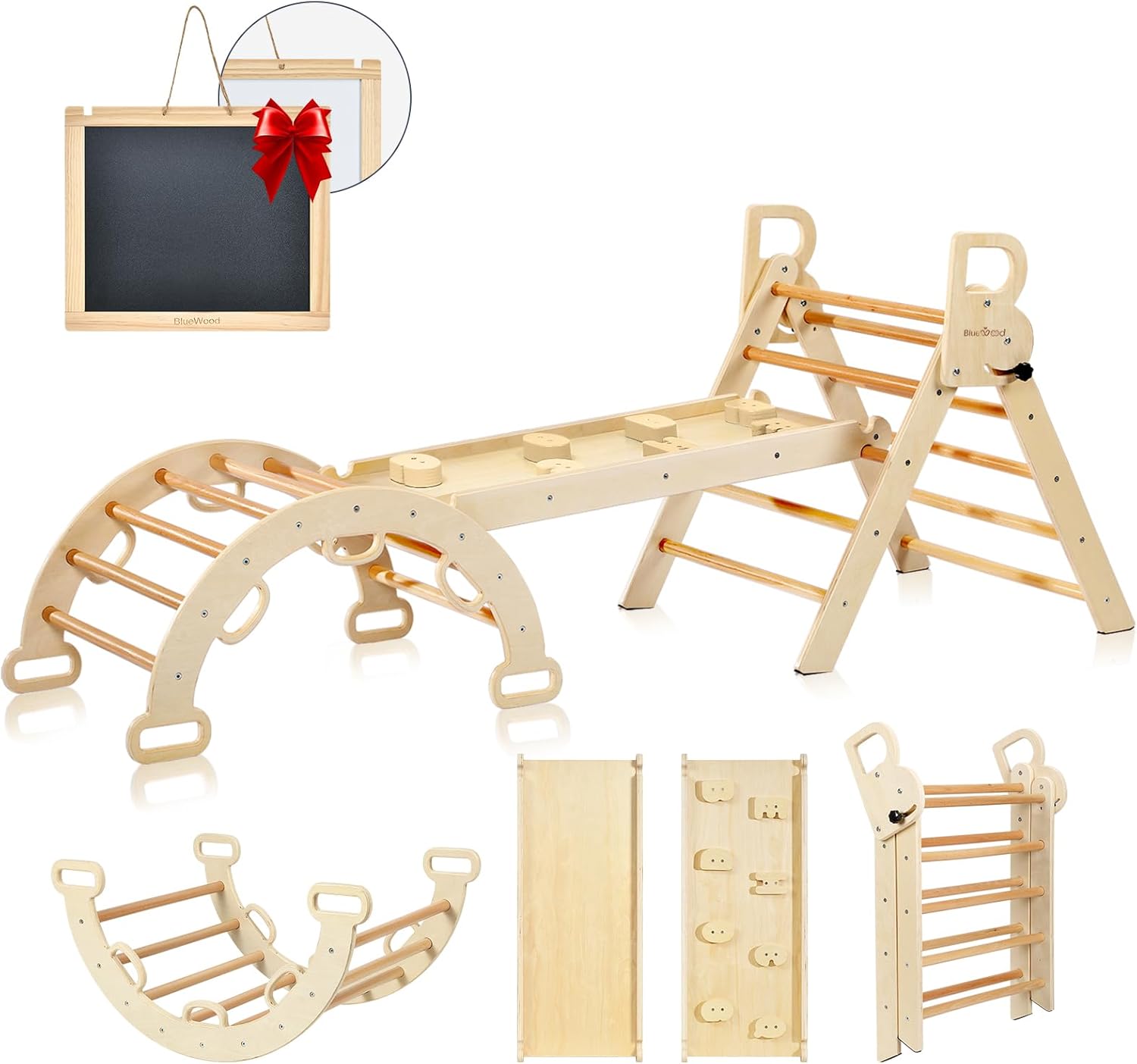 Foldable Wooden Pikler Triangle Set, Indoor Jungle Gym Climbing Toys ...