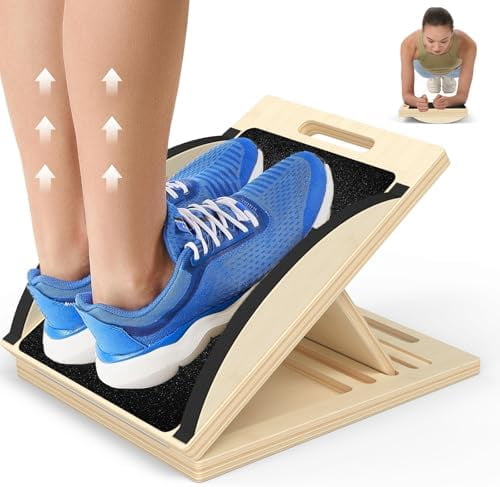 Foldable Wooden Slant Board & Calf Stretcher - Adjustable Axis Board ...