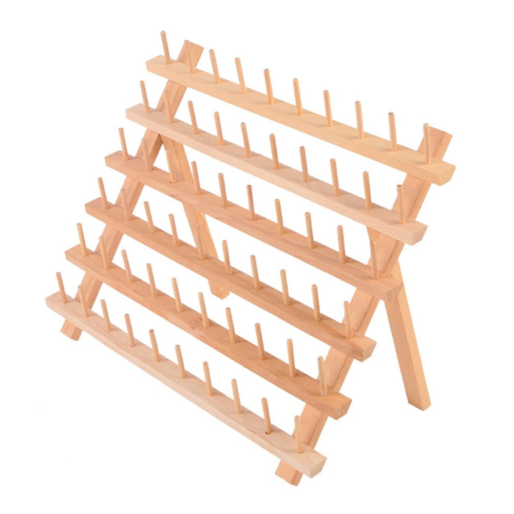 Foldable Wooden Thread Holder Spools Sewing Thread Rack Organizer Shelf ...