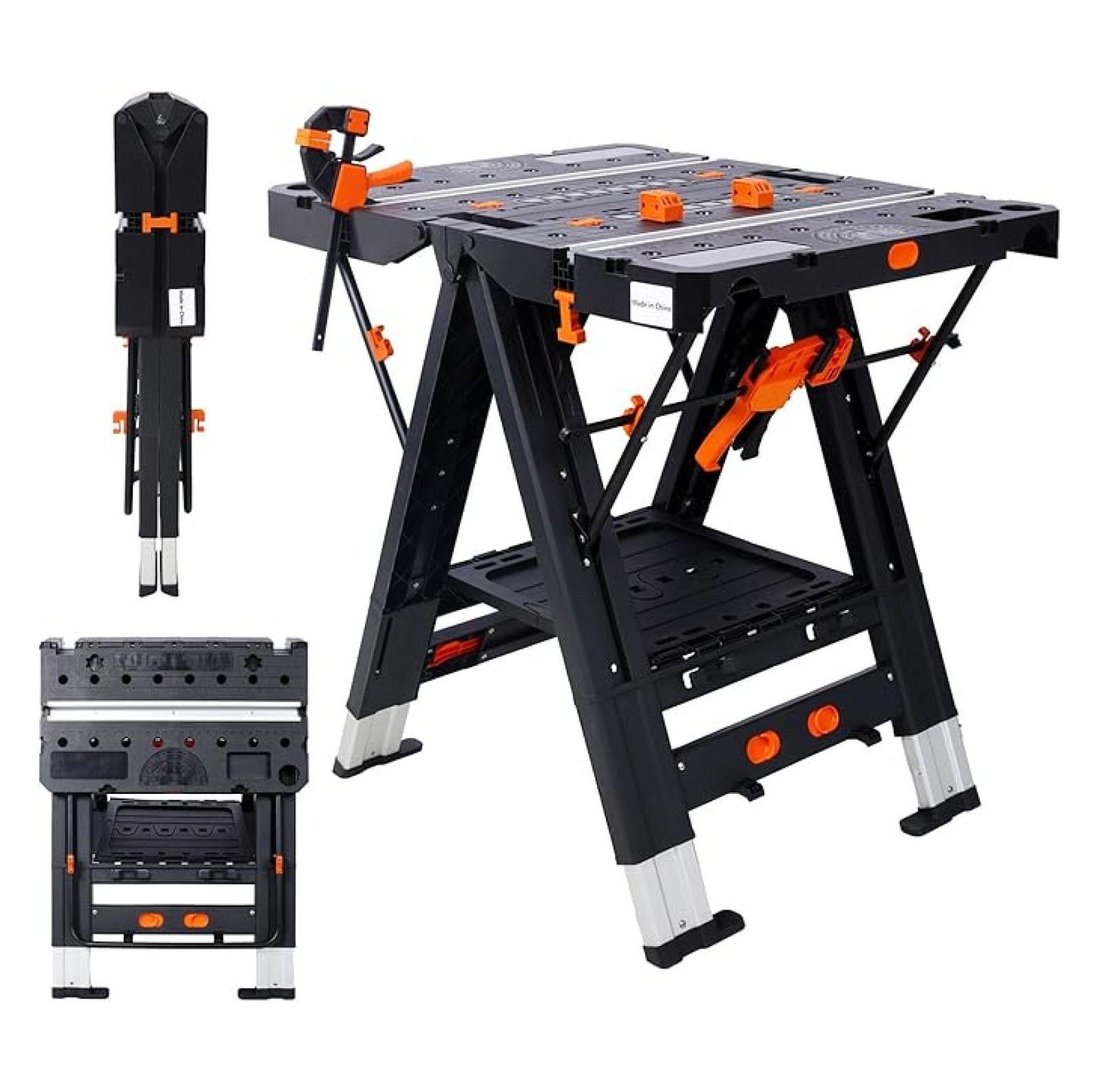 Foldable Work Table, 2-in-1 Portable Workbench with Carrying Handle ...
