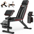 Foldable Workout Bench, Adjustable Weight Bench for Home Gym, Multi Functional Gym Bench w/Leg ...