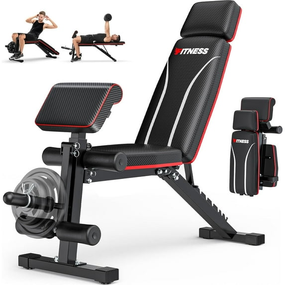 Foldable Workout Bench, Adjustable Weight Bench for Home Gym, Multi ...