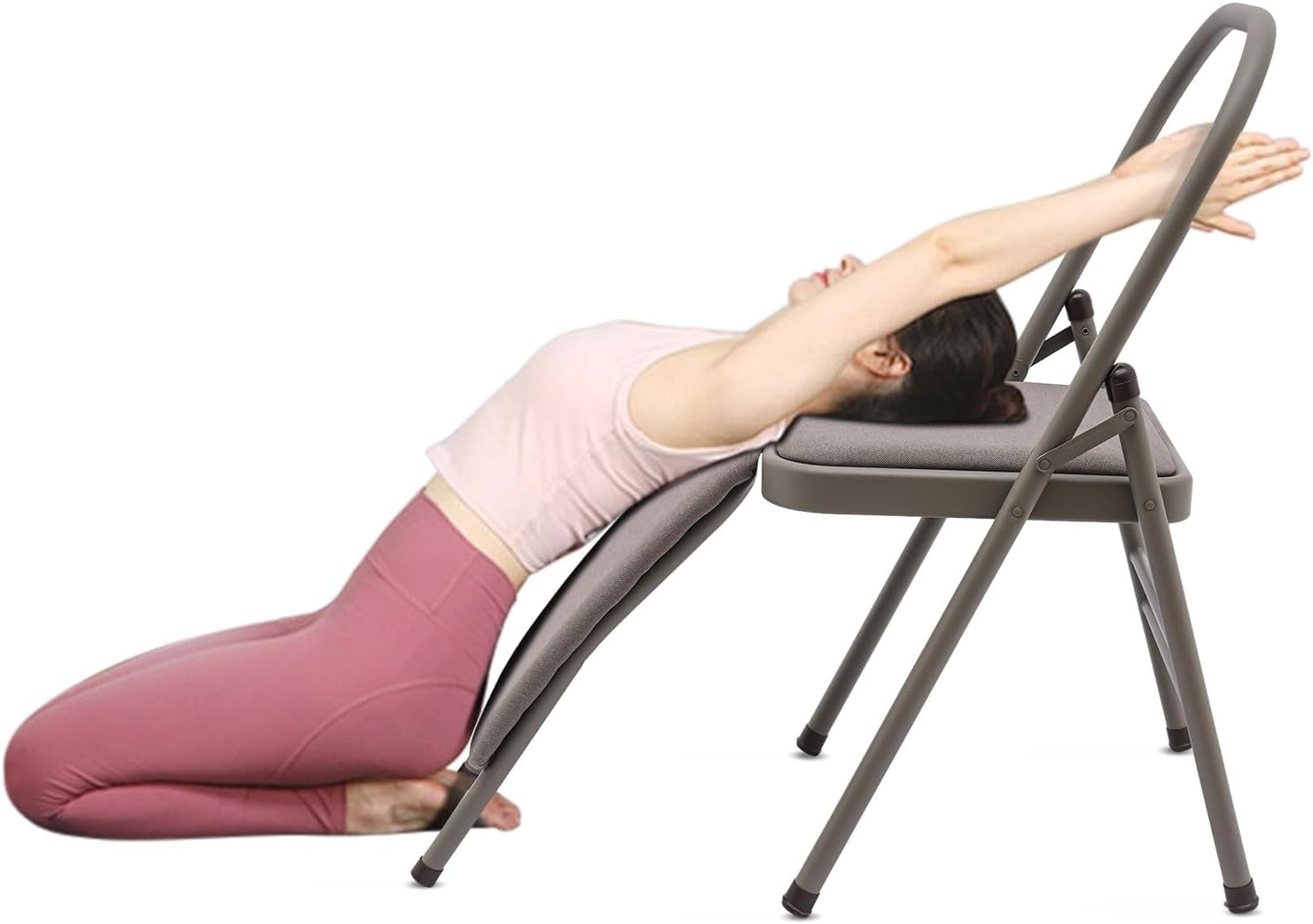 Foldable Yoga Auxiliary Chair, Yoga Chair with Lumbar Back Support ...