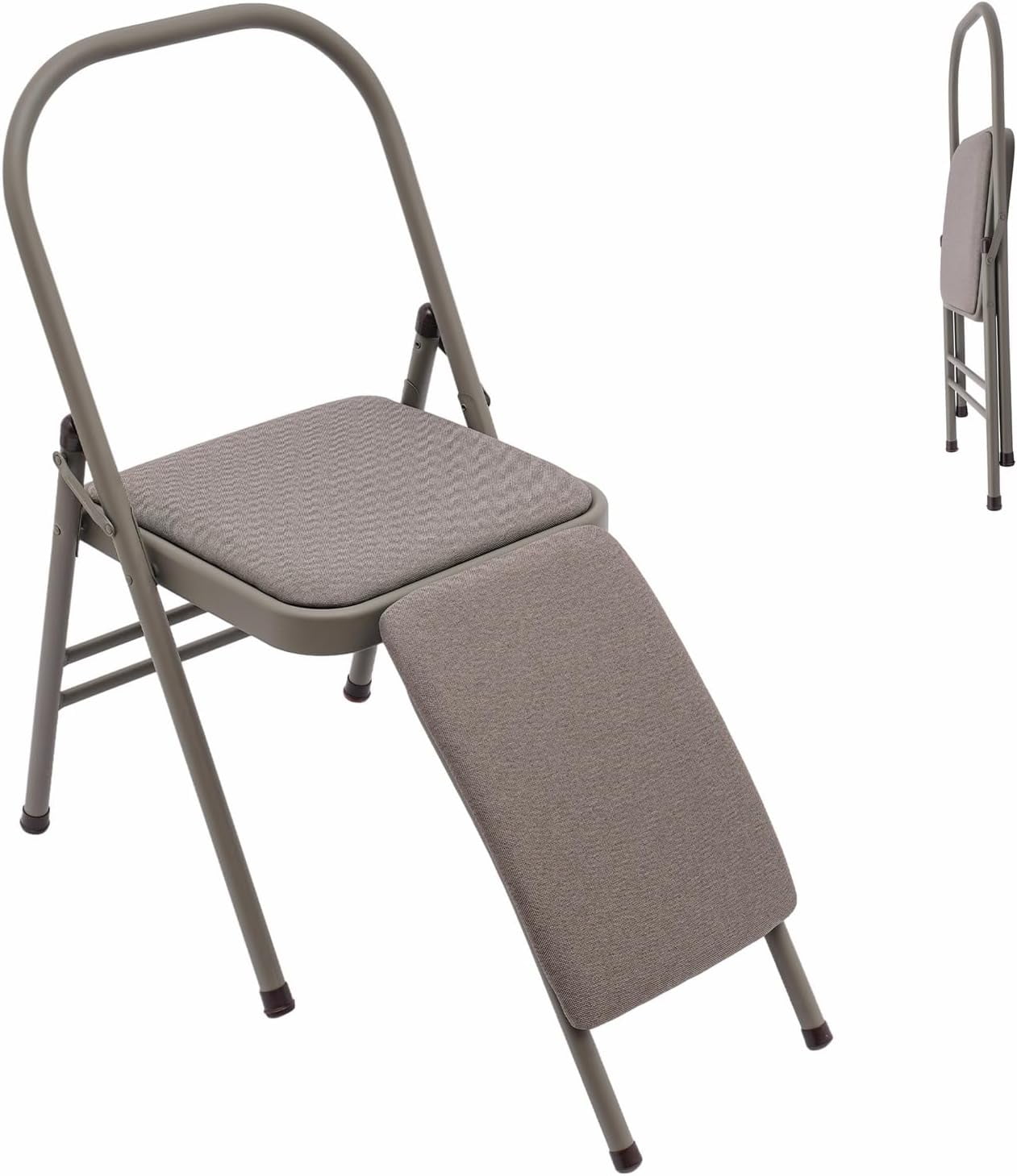 Foldable Yoga Auxiliary Chair, w/Lumbar Back Support, Balance Handstand ...
