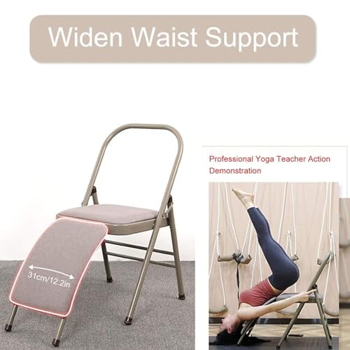 Foldable Yoga Auxiliary Chair, w/Lumbar Back Support, Balance Handstand ...