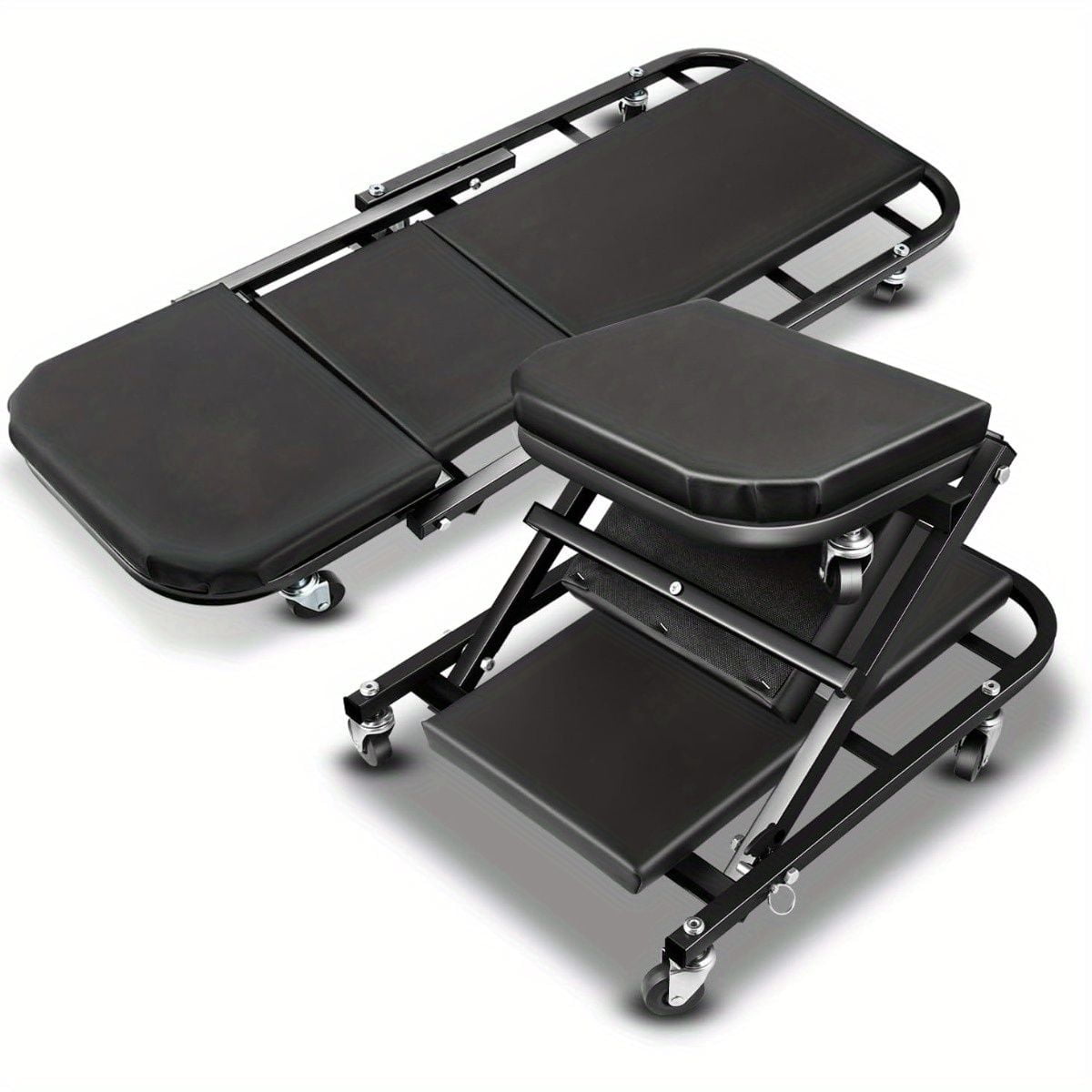 Foldable Z-Creeper 2-in-1 Rolling Creeper Seat, Mechanic Garage Under ...