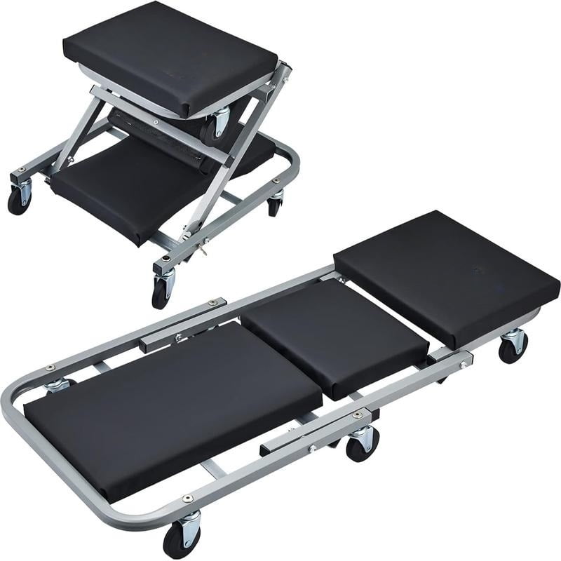Foldable Z Garage Creeper, Max. 40 in, 450 lbs Load Capacity Rolling ...