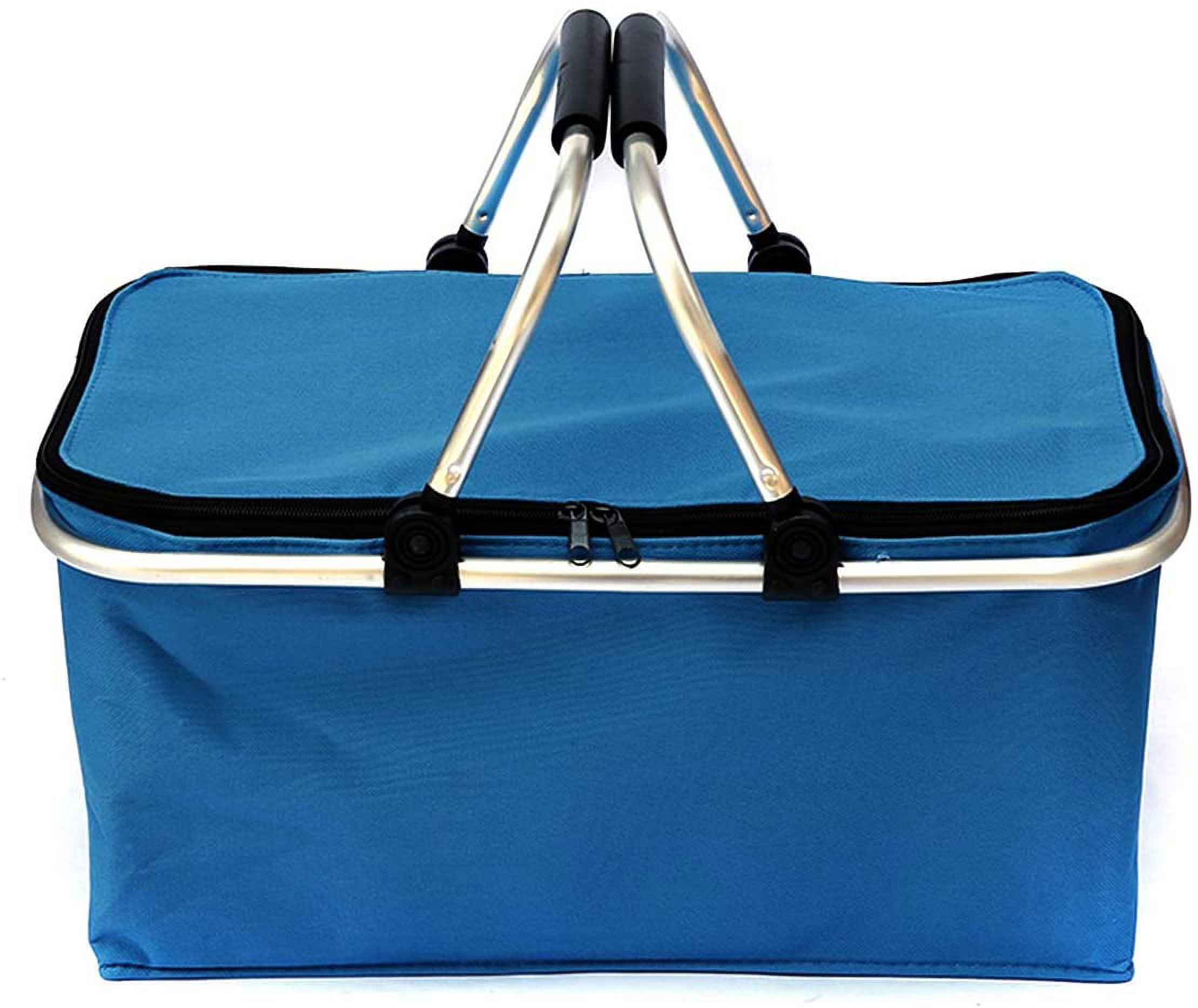 Foldable and Insulated Picnic/Market/Cooler Basket with Aluminum Frame ...