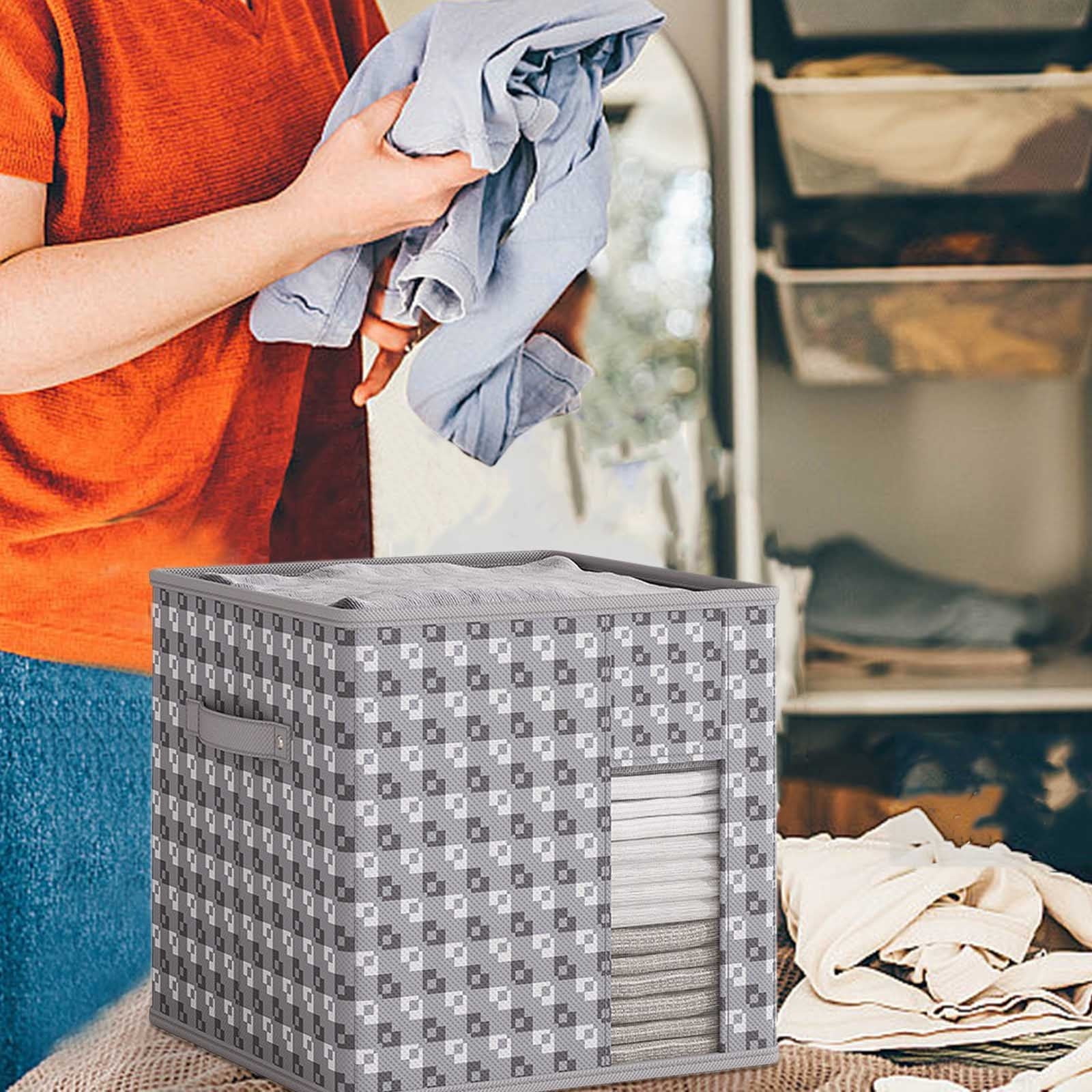 Foldable clothing storage box, home wardrobe organizer storage box with ...