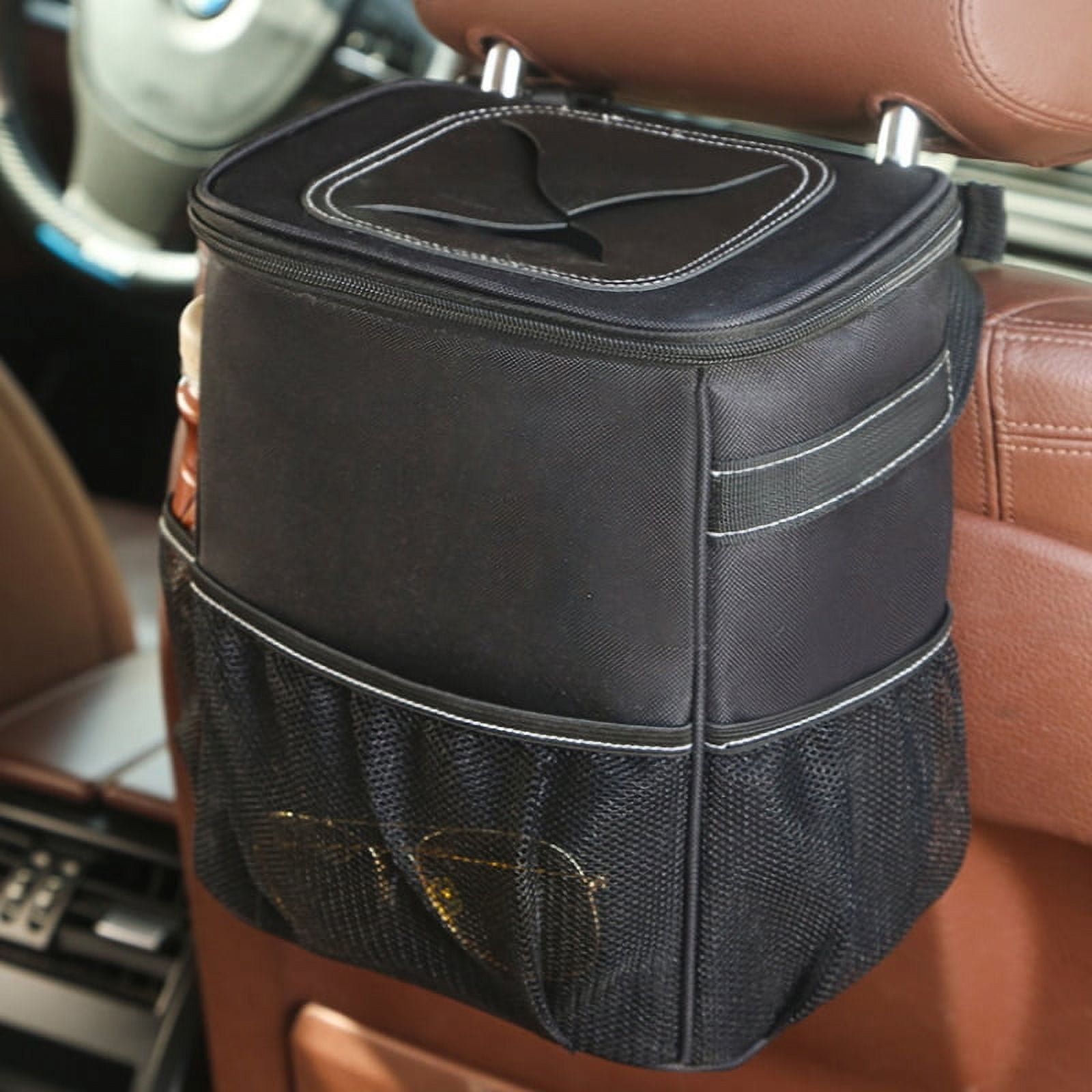 Foldable covered car garbage bin, storage bin, hanging car garbage bag ...
