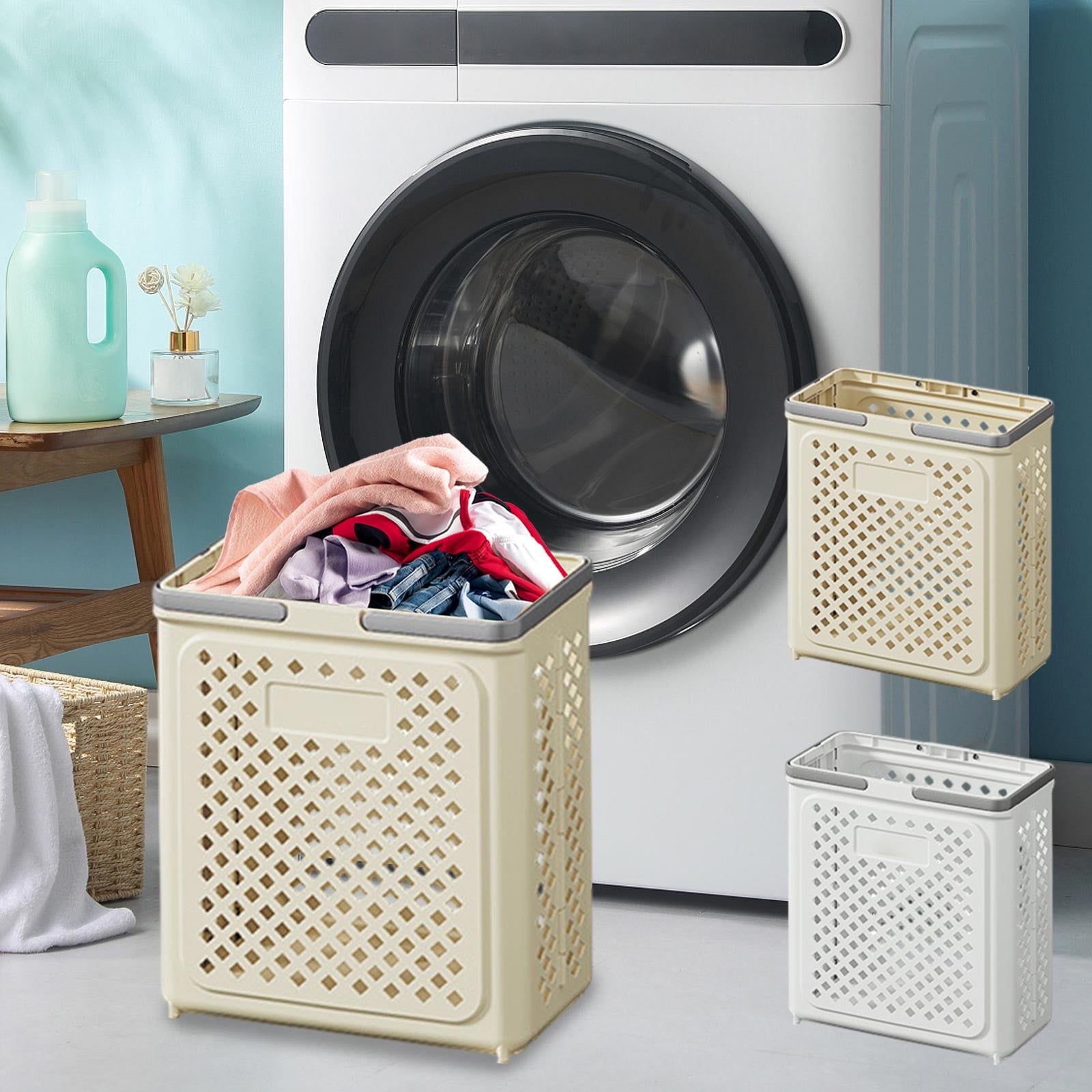 Foldable dirty laundry basket, wall-hanging clothes hamper, collapsible ...