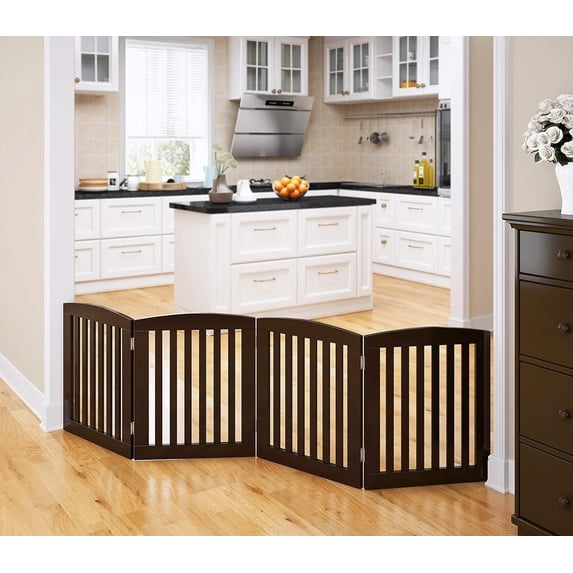 Foldable freestanding pet gate, extra-wide straddle fence, suitable for ...