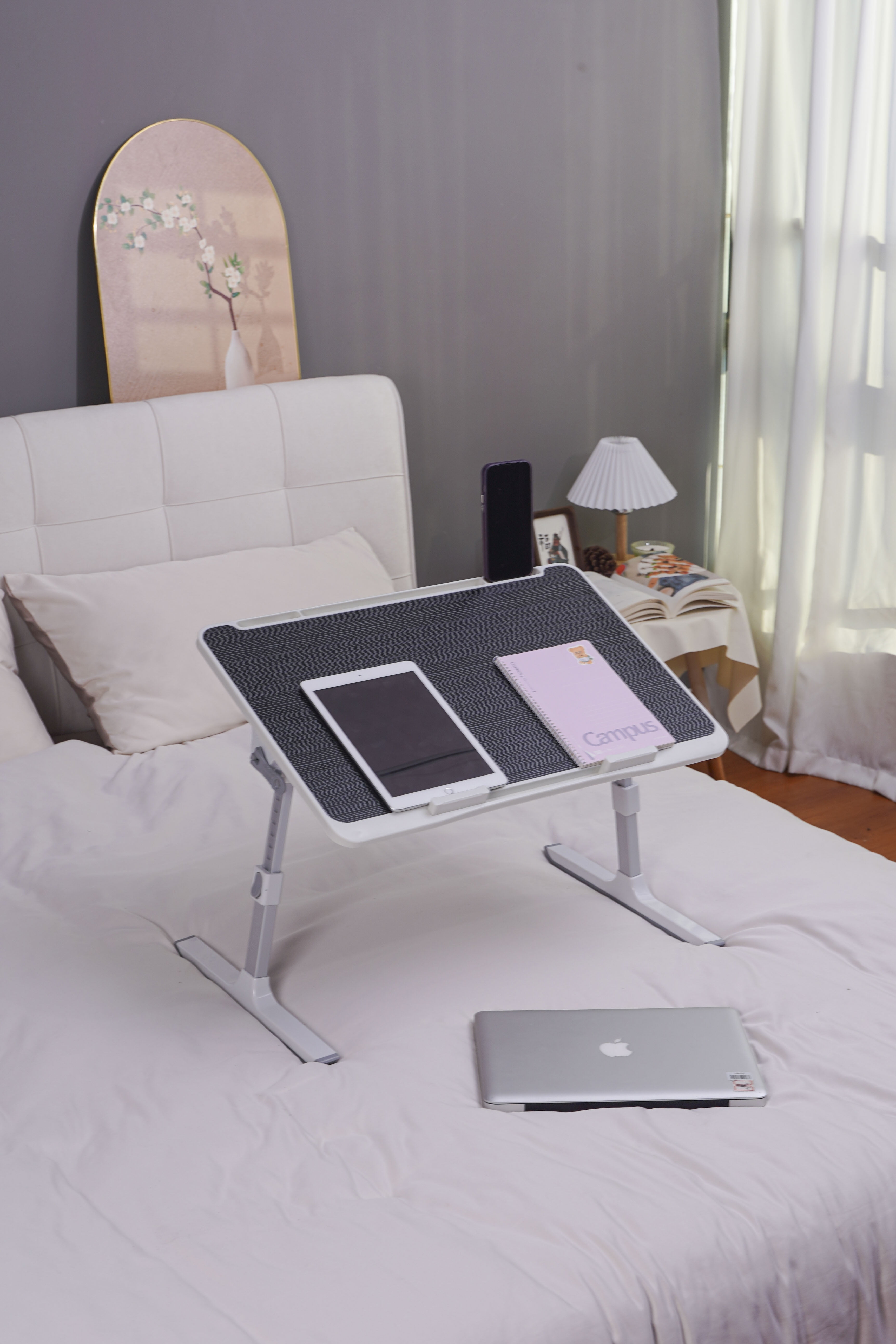 Foldable laptop bed tray table, height and angle adjustable laptop bed ...