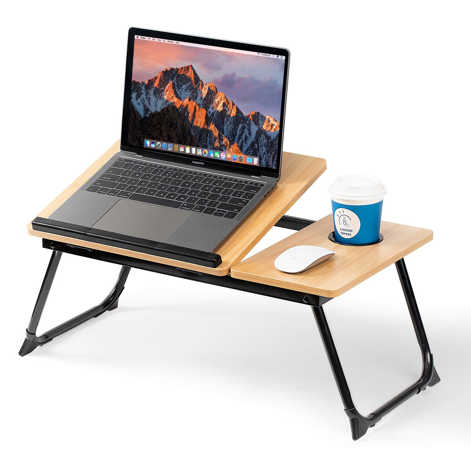 Foldable laptop desk, portable laptop bed tray, tablet slot, and lift ...