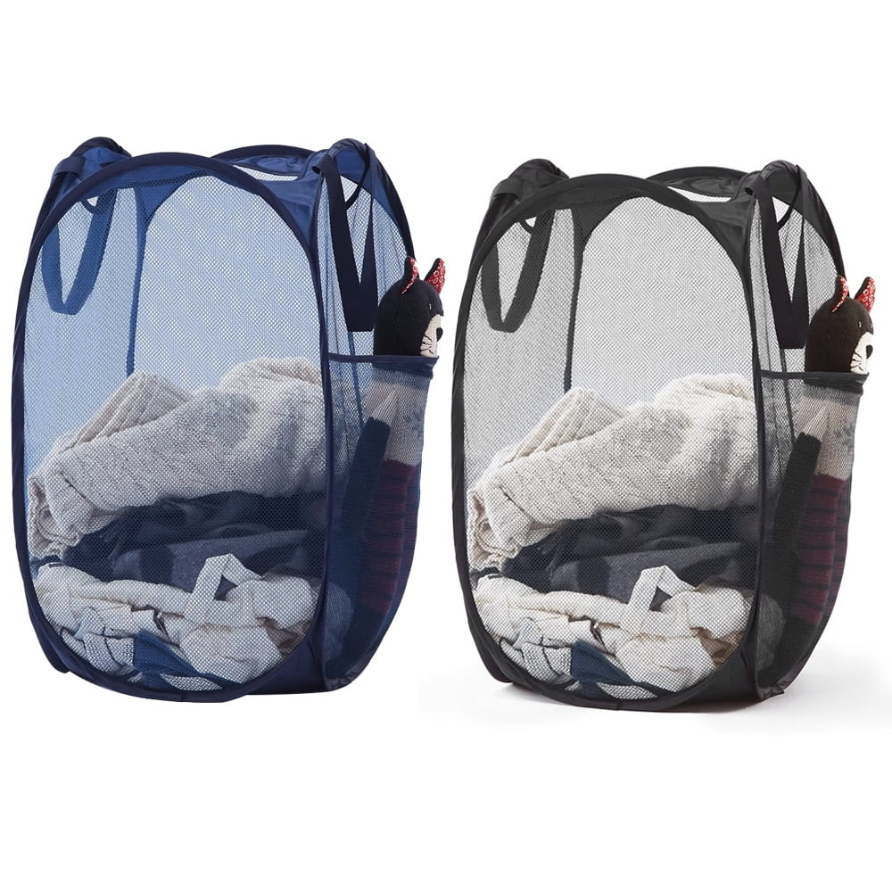 Foldable laundry basket mesh pop-up laundry basket with durable handle ...