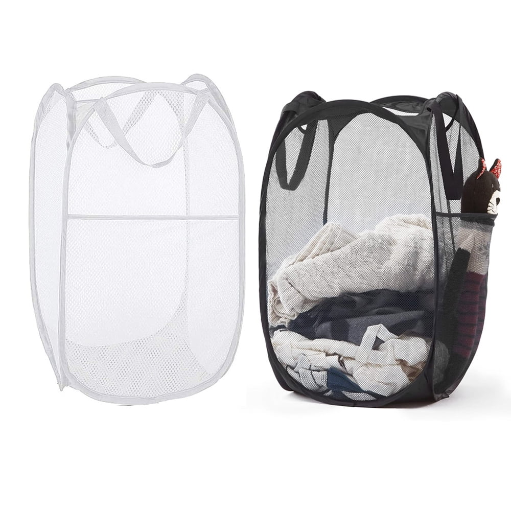 Foldable laundry basket mesh pop-up laundry basket with durable handle ...