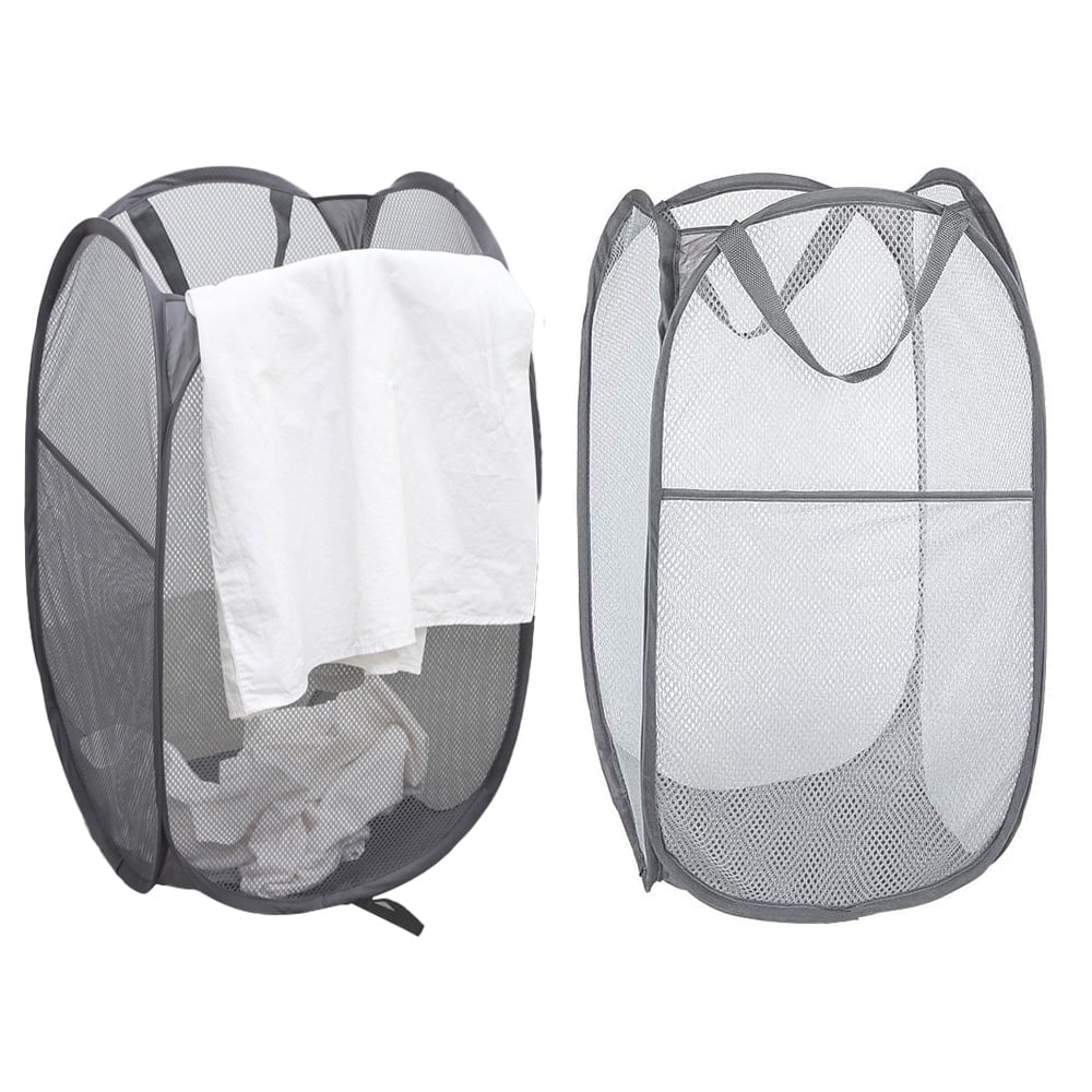 Foldable laundry basket mesh pop-up laundry basket with durable handle ...