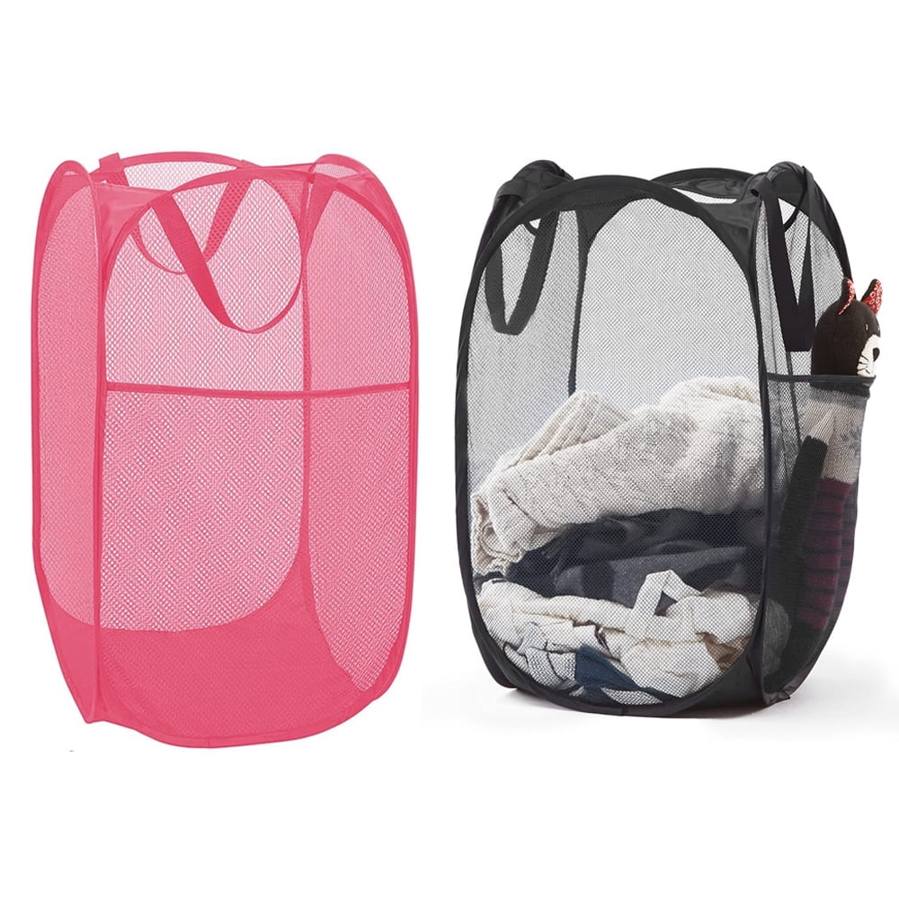 Foldable laundry basket mesh pop-up laundry basket with durable handle ...