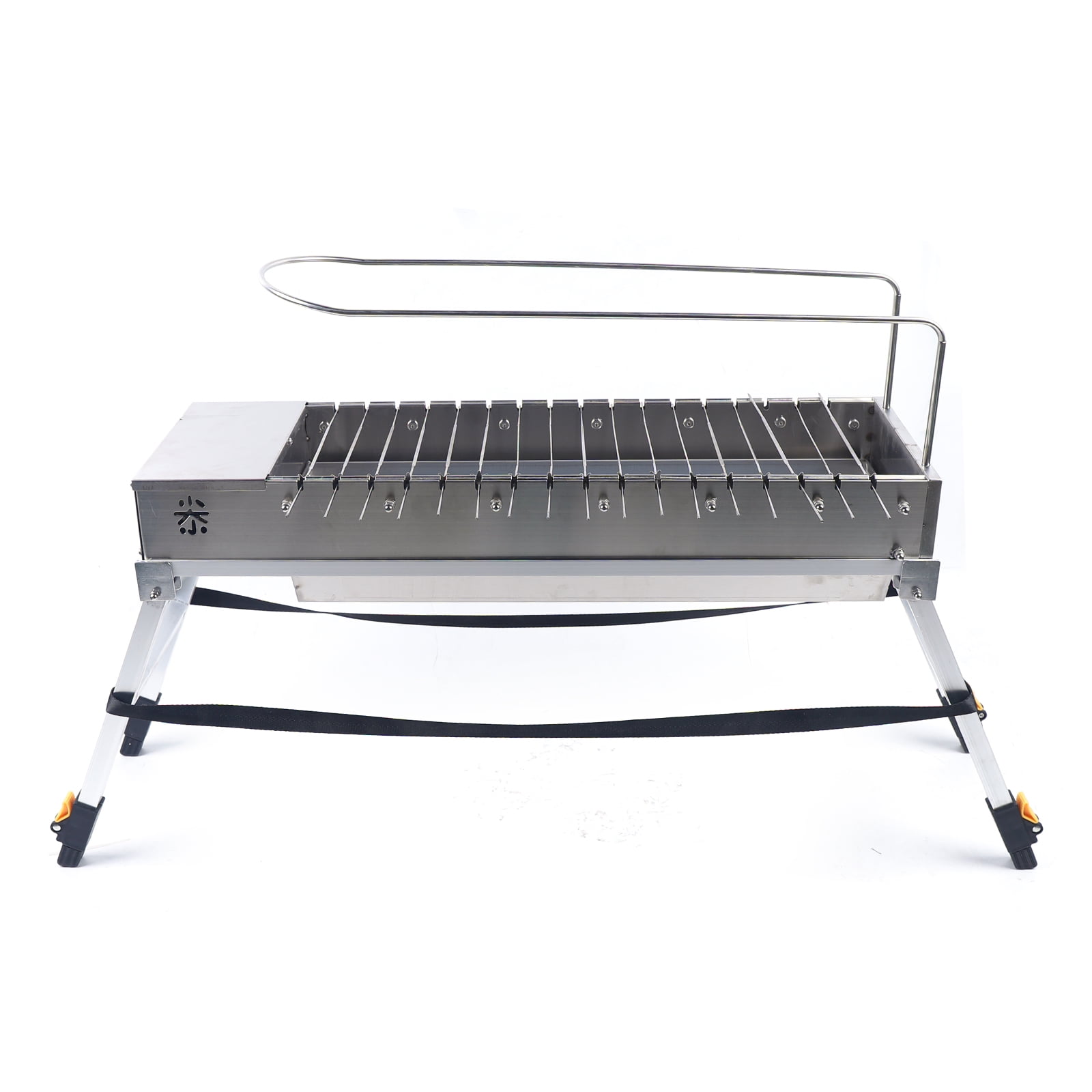 Folded Charcoal BBQ Grill, Stainless Steel Skewer with 17 Grill Rods ... Folded Charcoal BBQ Grill, Stainless Steel Skewer with 17 Grill Rods ...